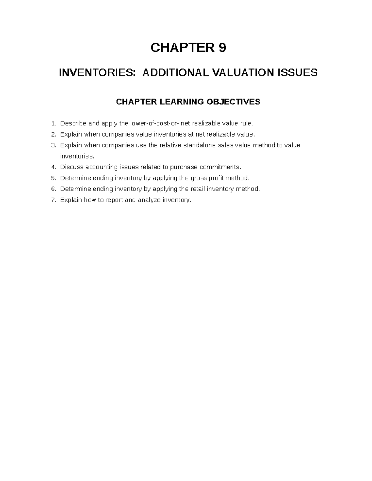Intermediate Accounting: Chapter 9 - Inventories Valuation Issues - Studocu