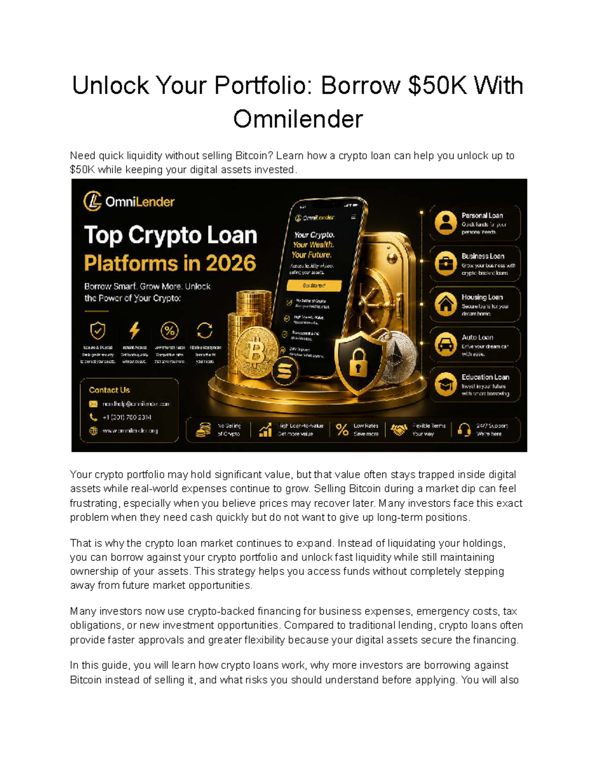 Unlock Your Portfolio: Borrow $50K with OmniLender for Crypto Liquidity ...