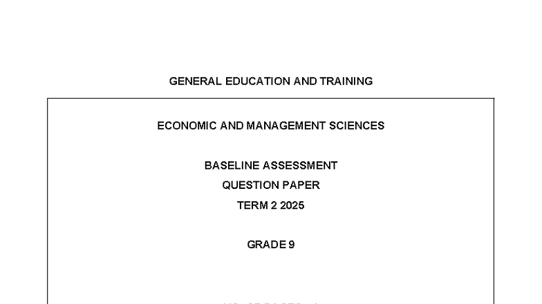 2025 EMS Term 2 Gr. 9 Baseline Assessment Question Paper - Studocu