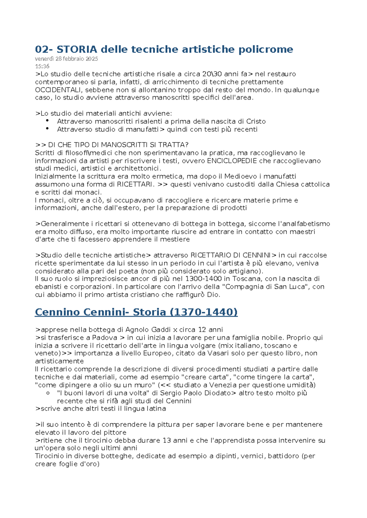 Tecniche Artistiche Policrome: Studio e Restauro (STORIA 02) - Studocu