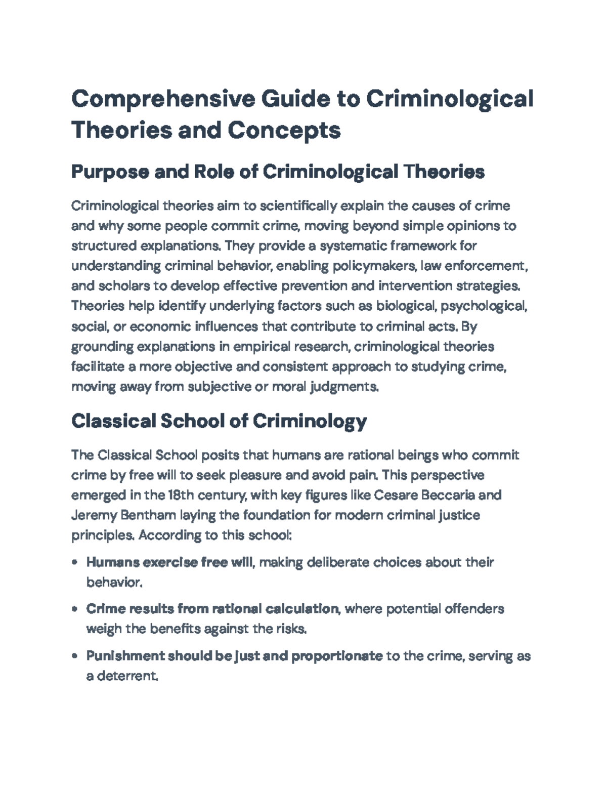Comprehensive Overview of Criminological Theories and Concepts (CRIM ...