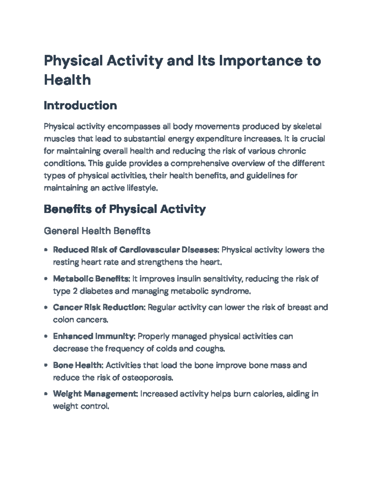 Comprehensive Guide to Physical Activity and Health Benefits - Physical ...