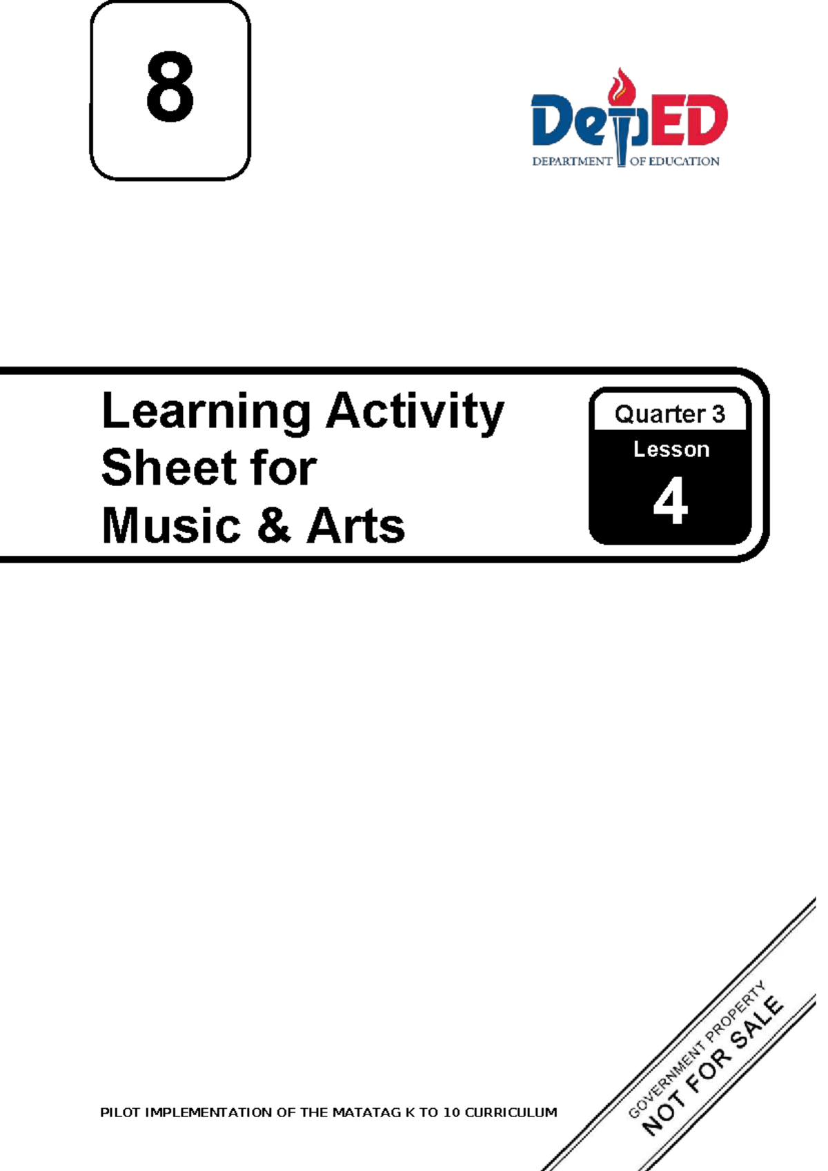 Q3 LAS Music & Arts 8: Lesson 4 Activities for MATATAG Curriculum - Studocu