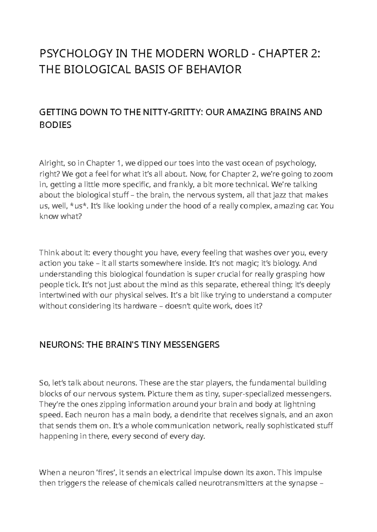 PSY 101: Psychology Chapter 2 Review - The Biological Basis of Behavior ...