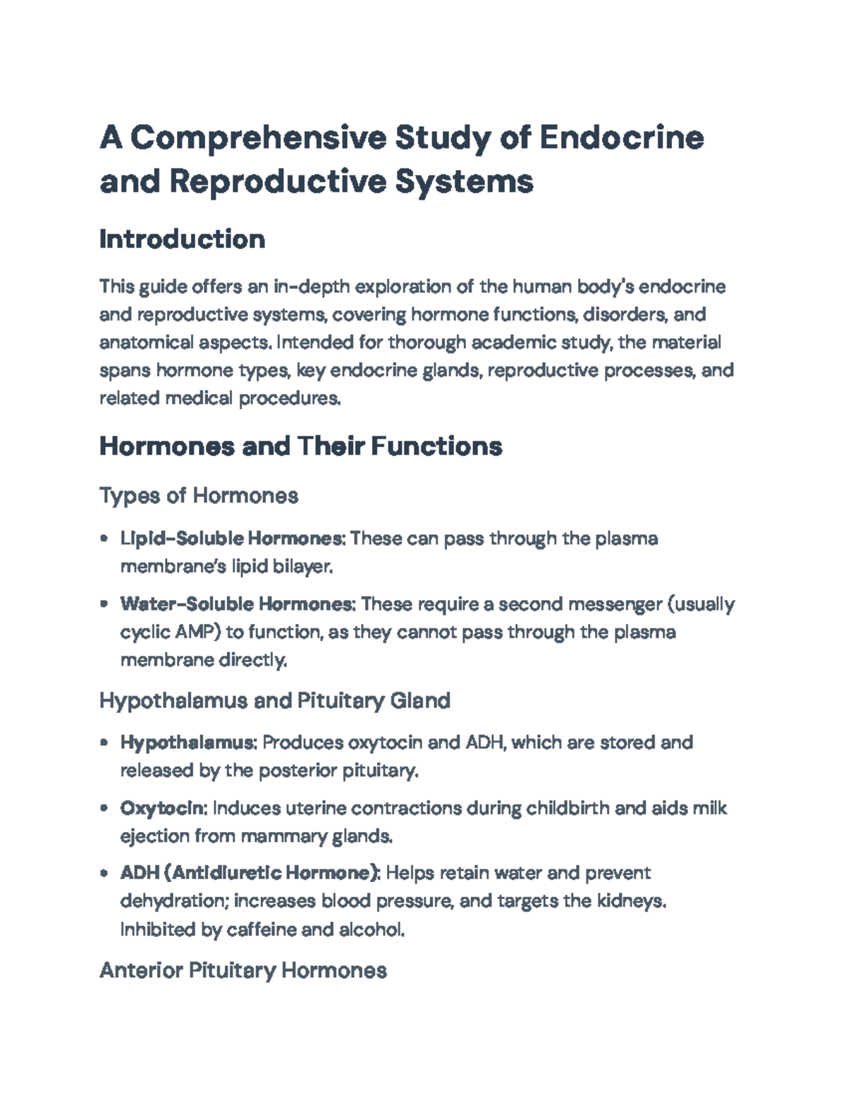 Endocrine and Reproductive Systems Overview: Hormones and Functions - A ...