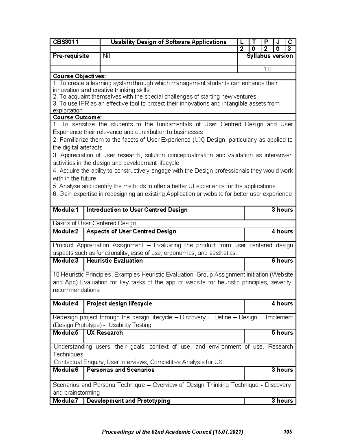 CBS3011 Usability Design of Software Applications Syllabus v1.0 - Studocu