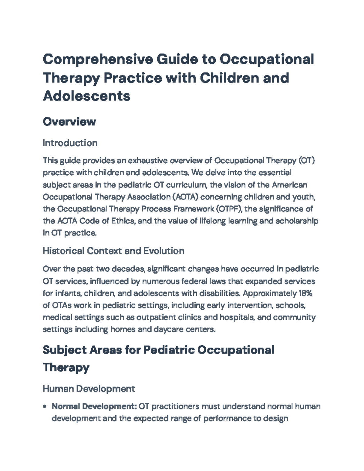 Pediatric Occupational Therapy: A Comprehensive Practice Guide ...