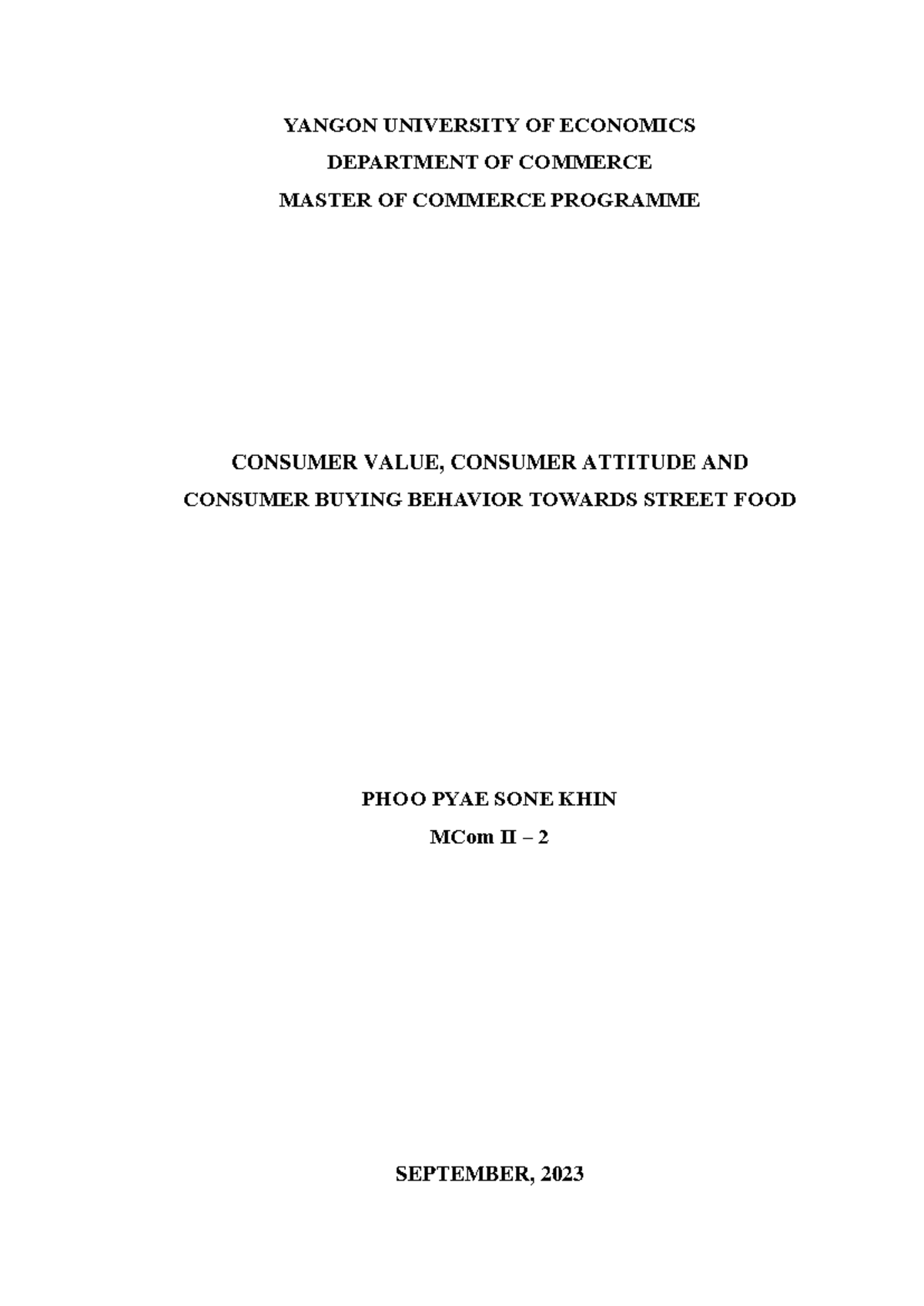 MCom II Thesis: Consumer Value, Attitude & Buying Behavior of Street ...