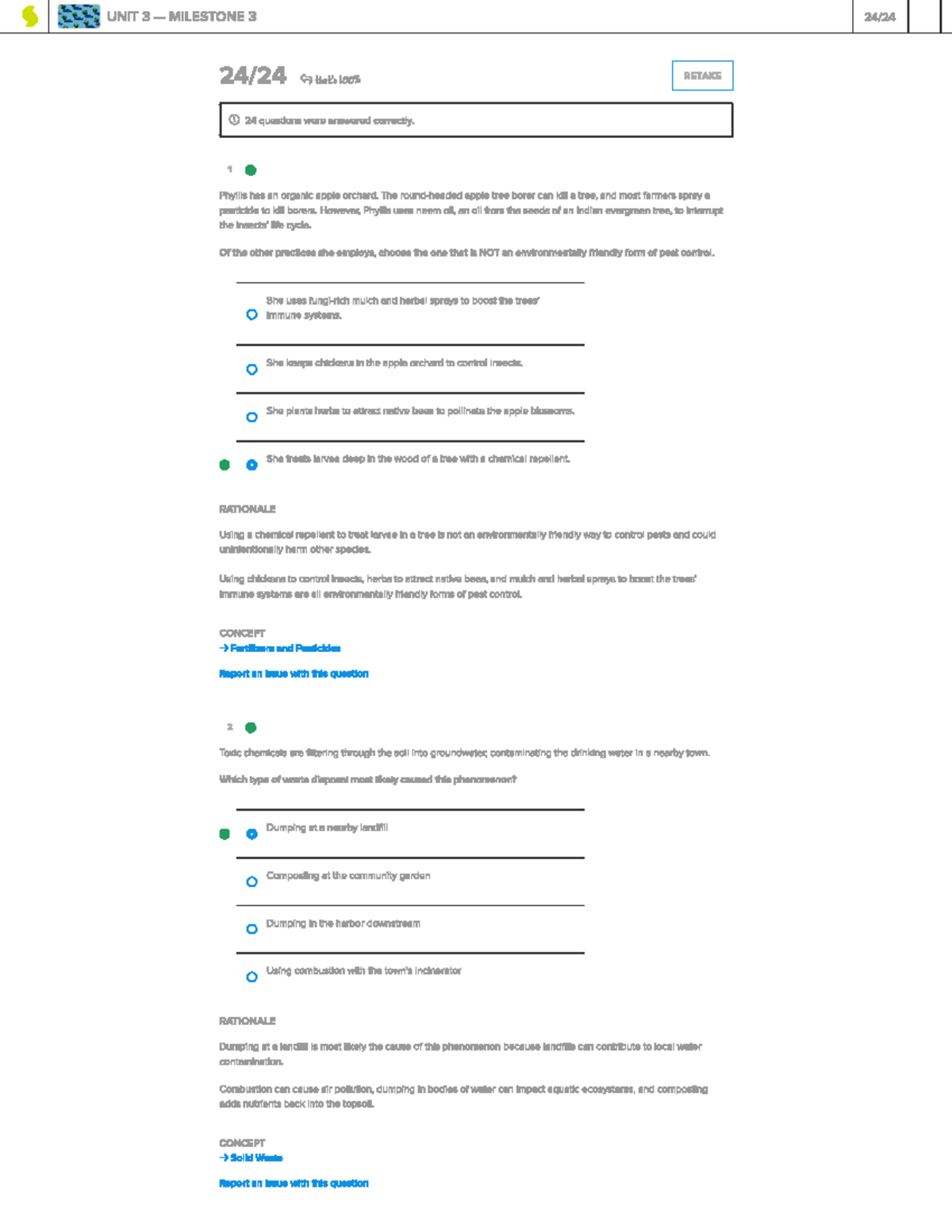 Environmental Science UNIT 3 Milestone 3 Retake Exam Analysis - Studocu