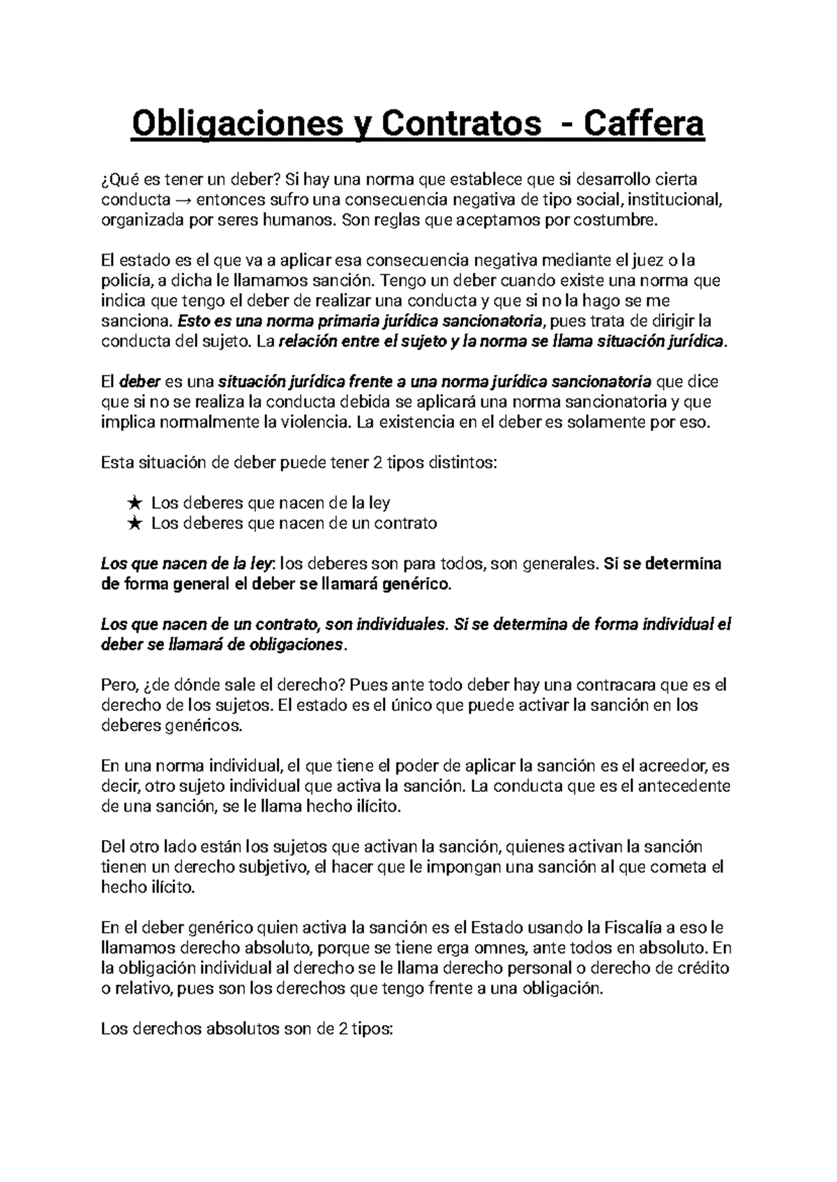 Obligaciones y Contratos: Análisis de la Teoría de Caffera - 3 - Studocu