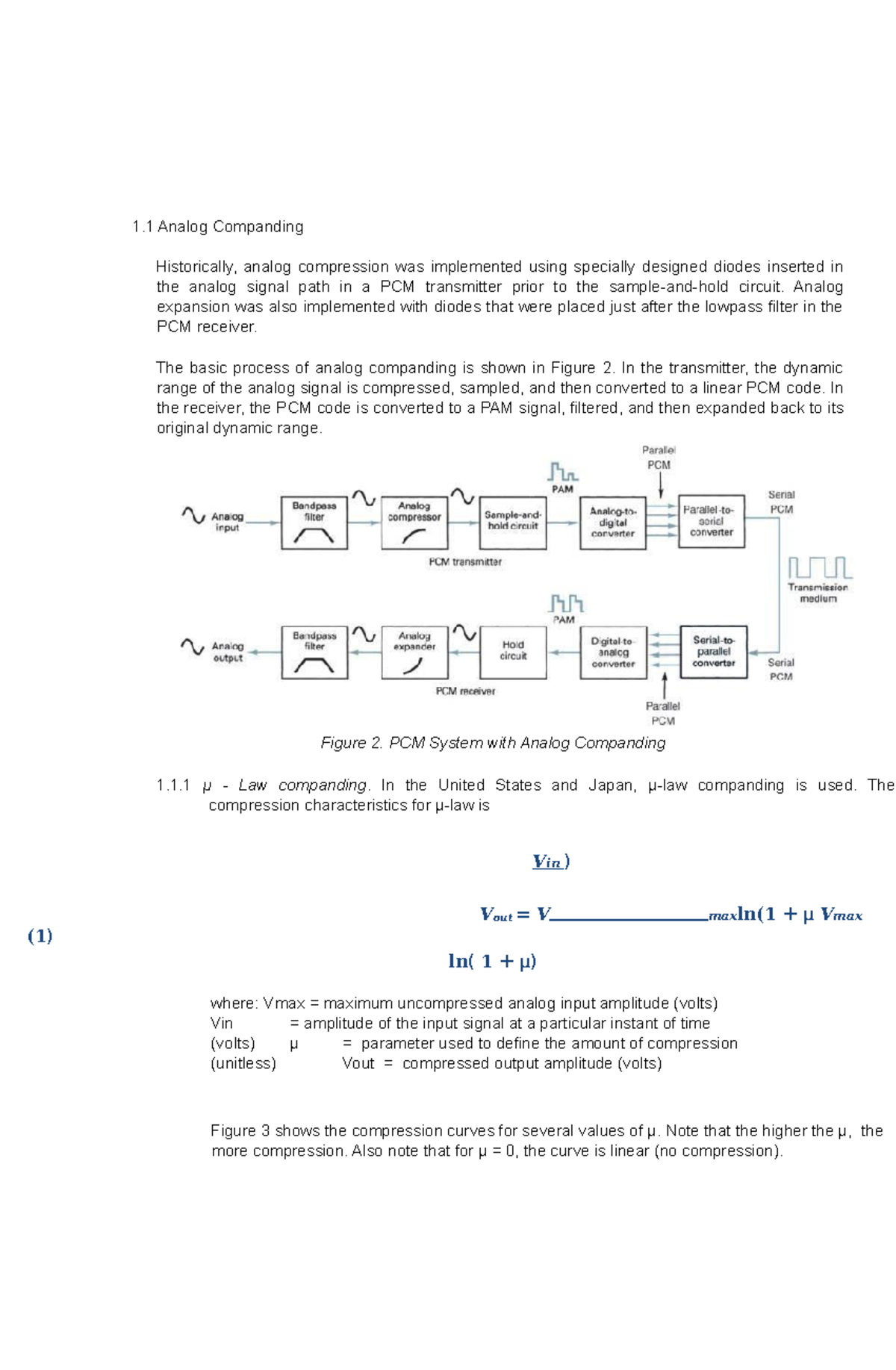 Electronics Digital Communications - 1 Analog Companding Historically ...