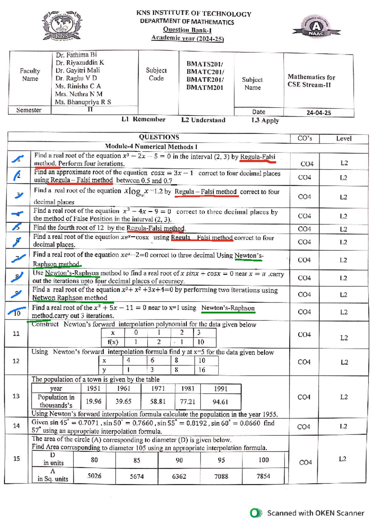 Numerical Methods II & III QB - Question Bank for BMATM201 - Studocu