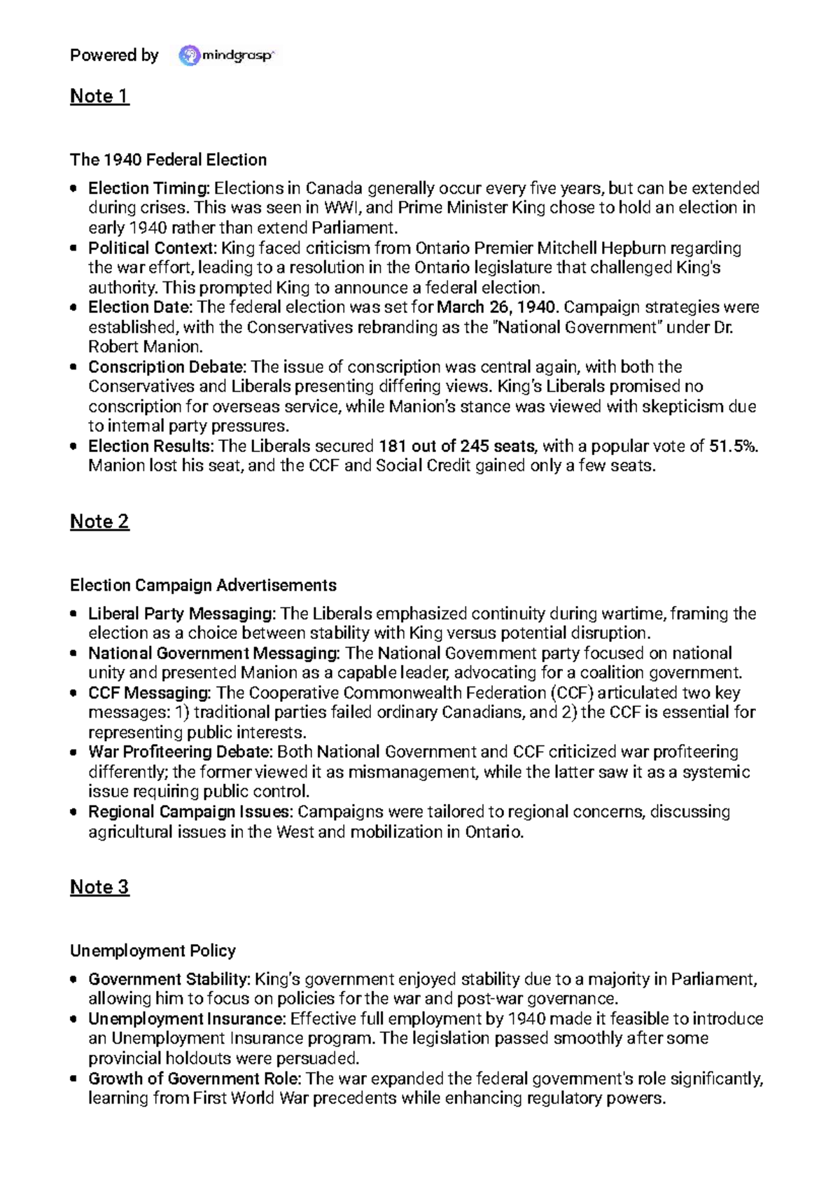 Unit 3 Complete Notes: 1940 Federal Election & Social Policies in ...