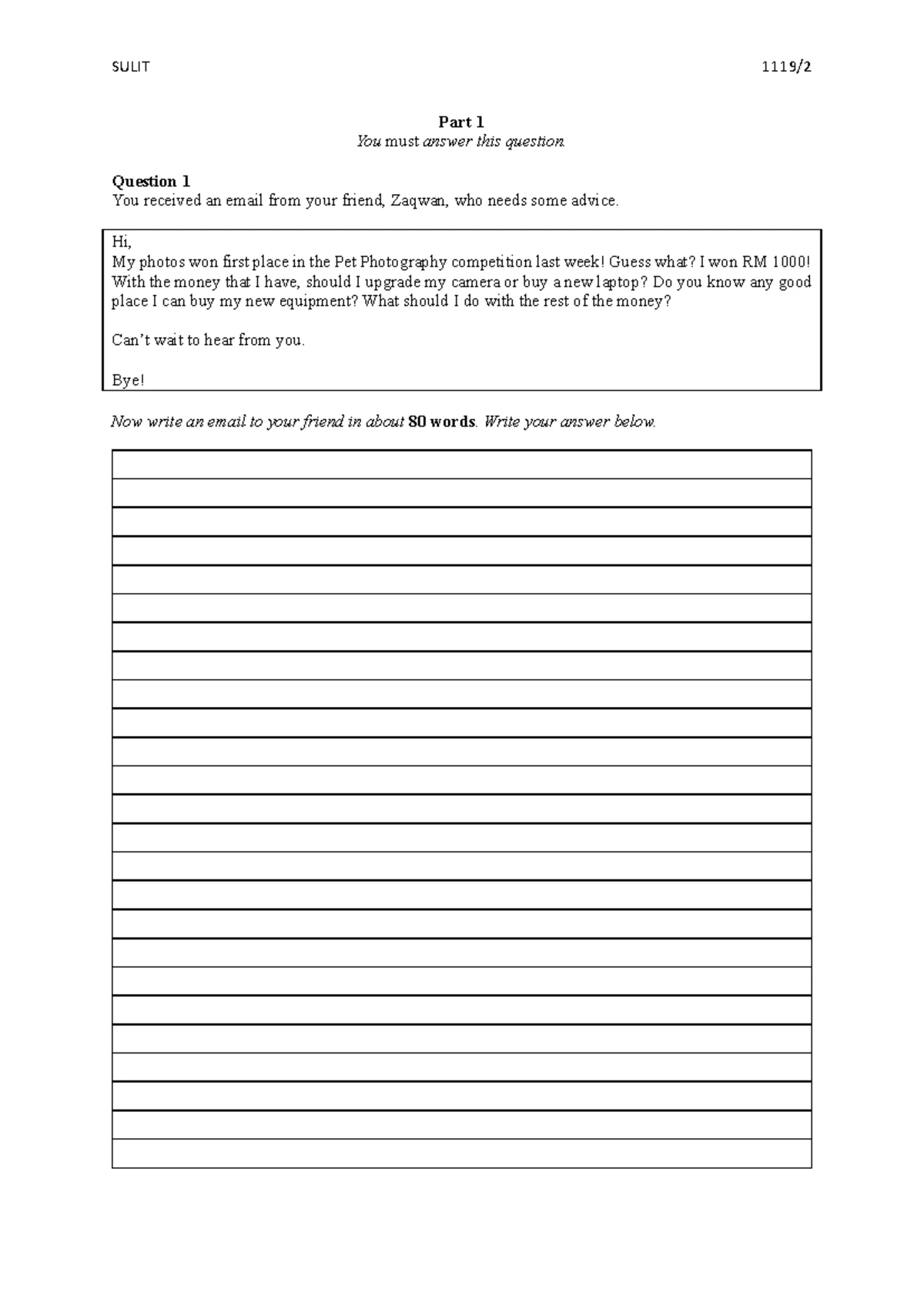 SPM Writing - Informal Email: Words & Expressions Guide - Studocu