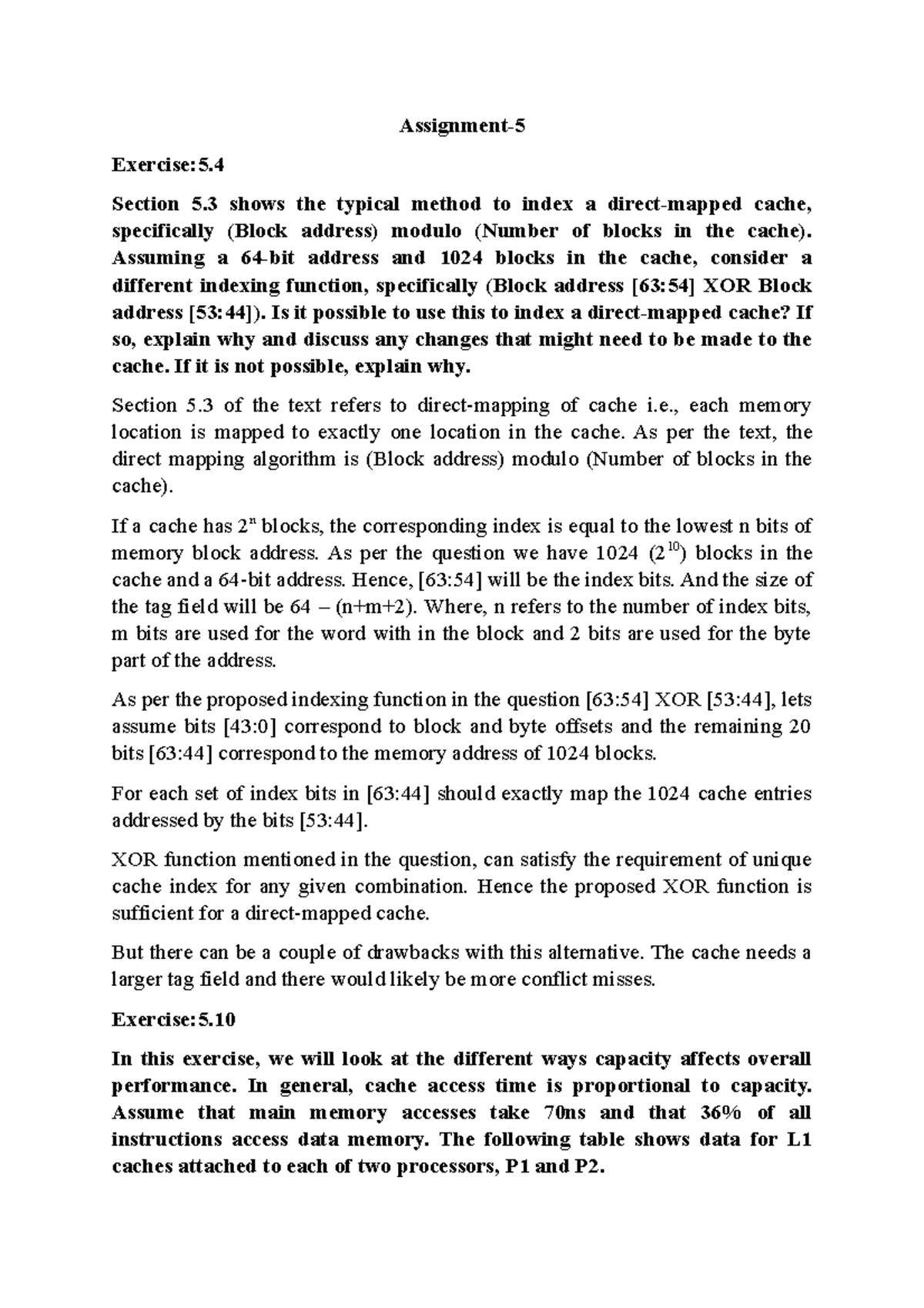 Assignment-5: Direct-Mapped Cache Indexing Analysis and Performance - Studocu
