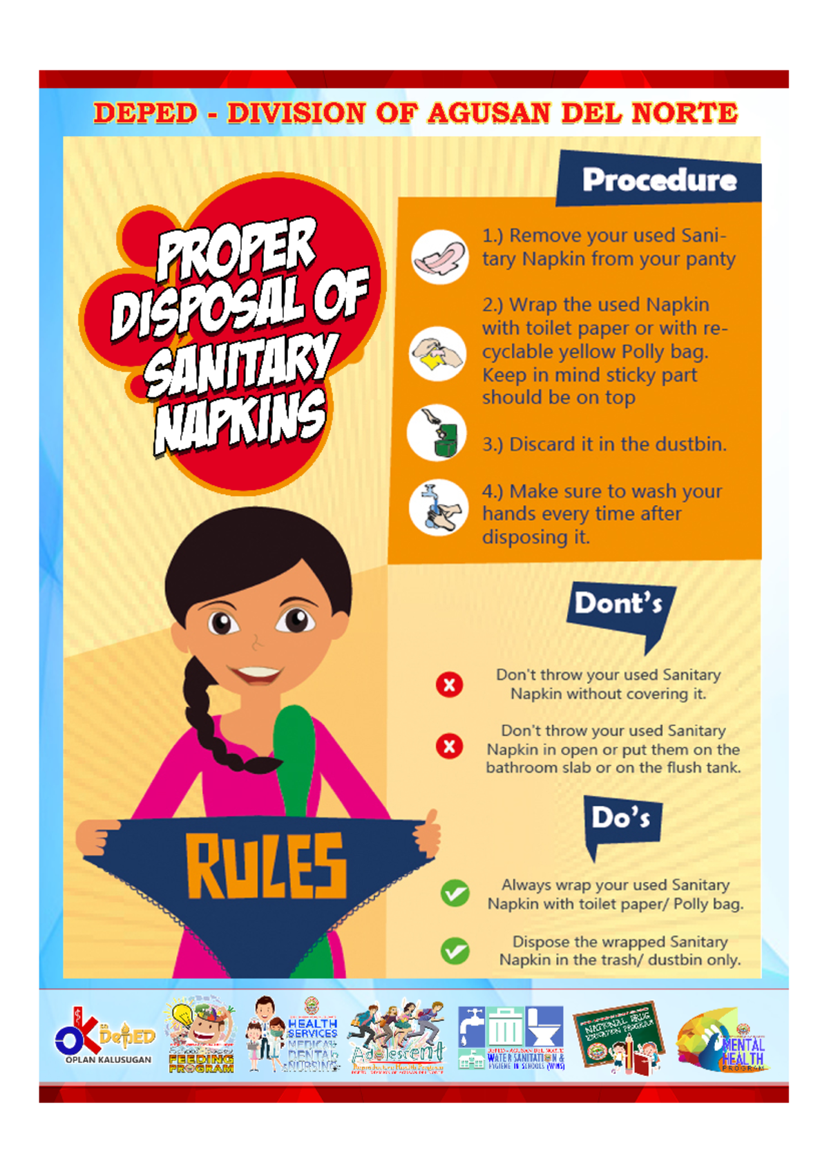 Sanitary Napkins Disposal Poster - DEPED DIVISION OF AGUSAN DEL NORTE ...