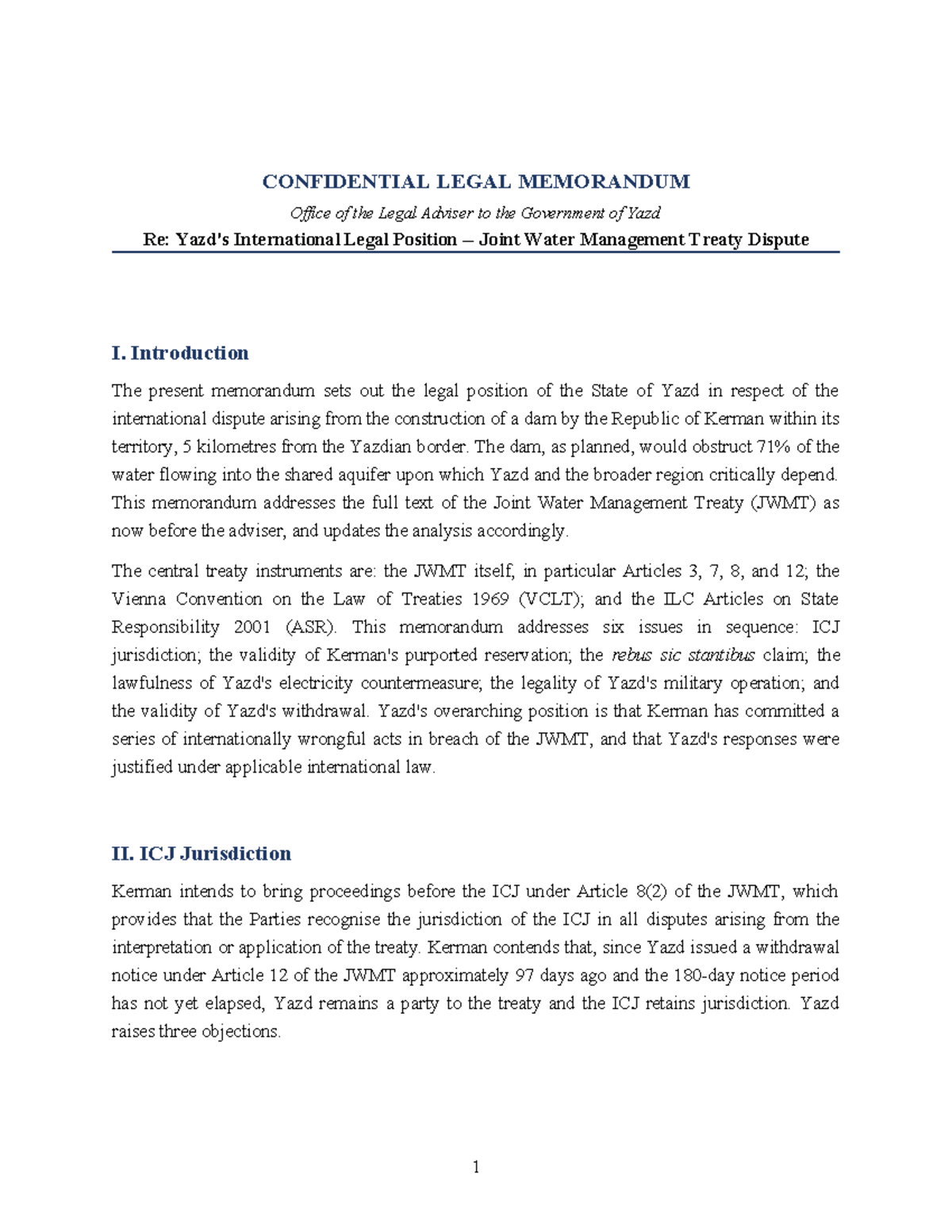 Yazd Legal Memorandum: Analysis of Joint Water Management Treaty ...