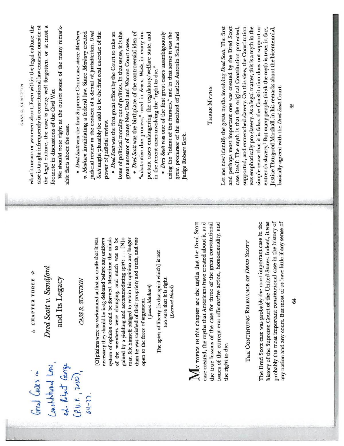 CASS R. SUNSTEIN: Analyzing Dred Scott in Chapter Three - Studocu