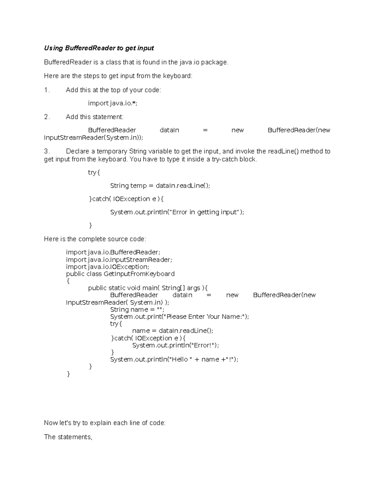 Chapter 7 Buffered Reader And Joption Pane Using Bufferedreader To Get Input Bufferedreader