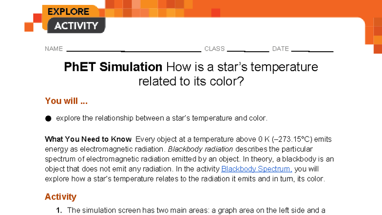 PhET Simulation: Exploring Star Temperature and Color Relationship ...