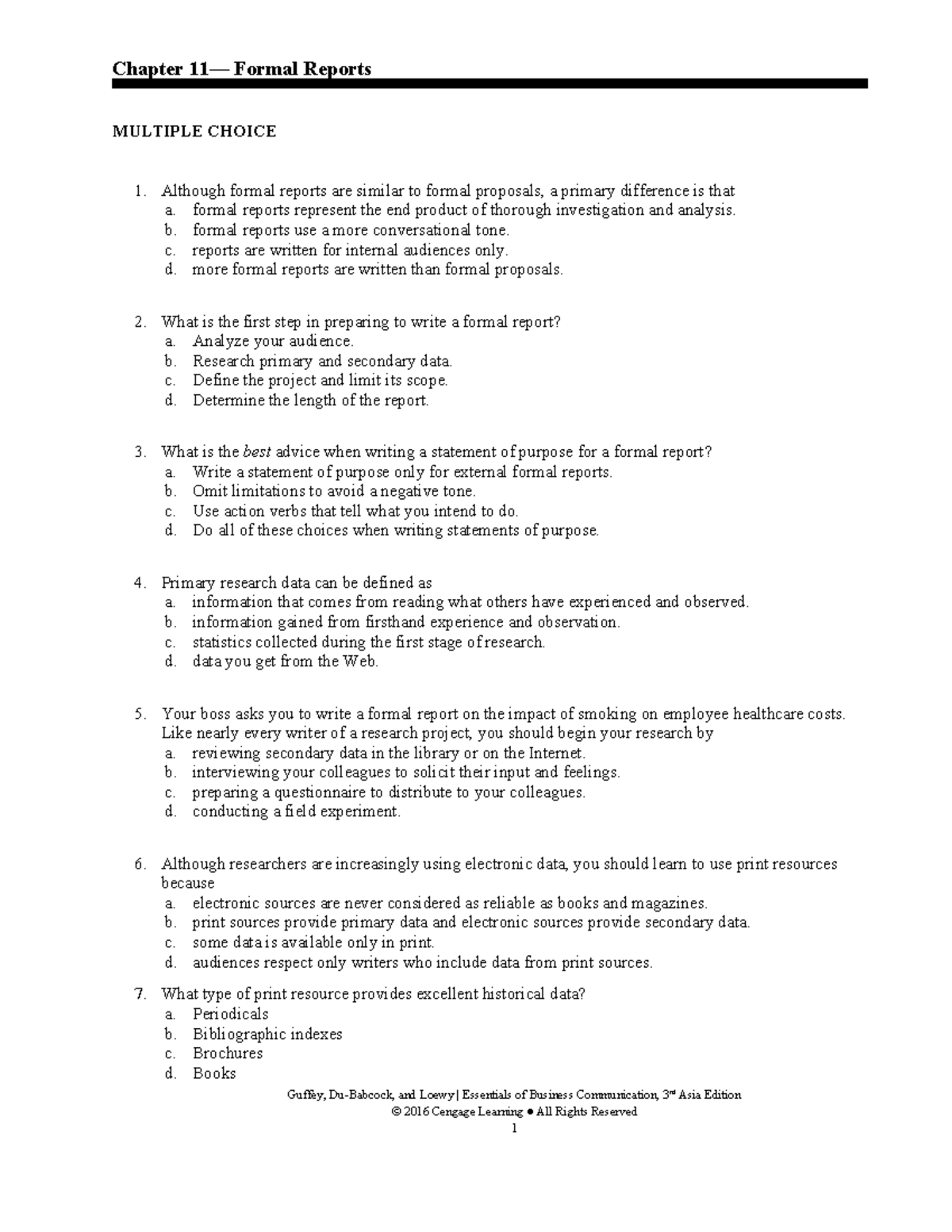 Chapter 11 - Formal Reports Overview and Key Concepts - Studocu
