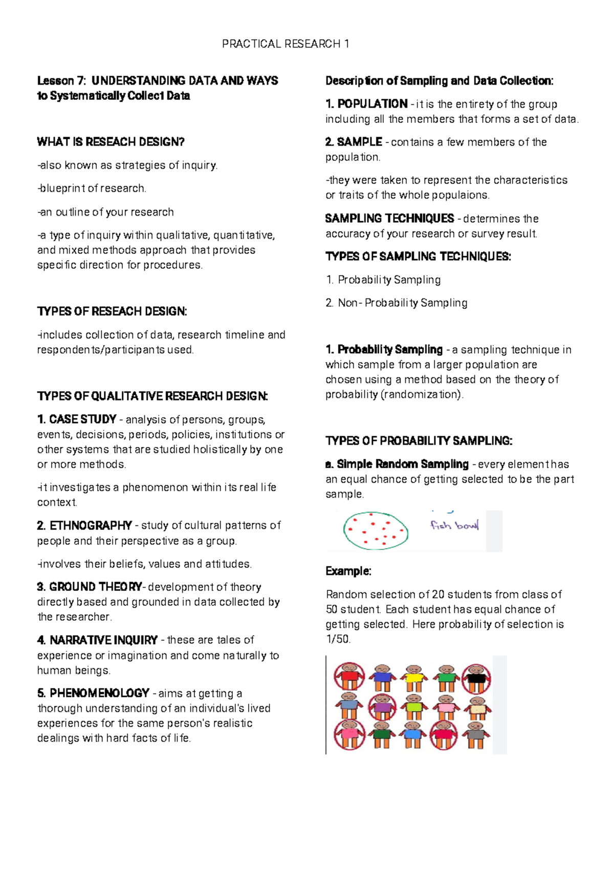 PR1 - Lesson 7: Exploring Research Design and Data Collection Techniques - Studocu