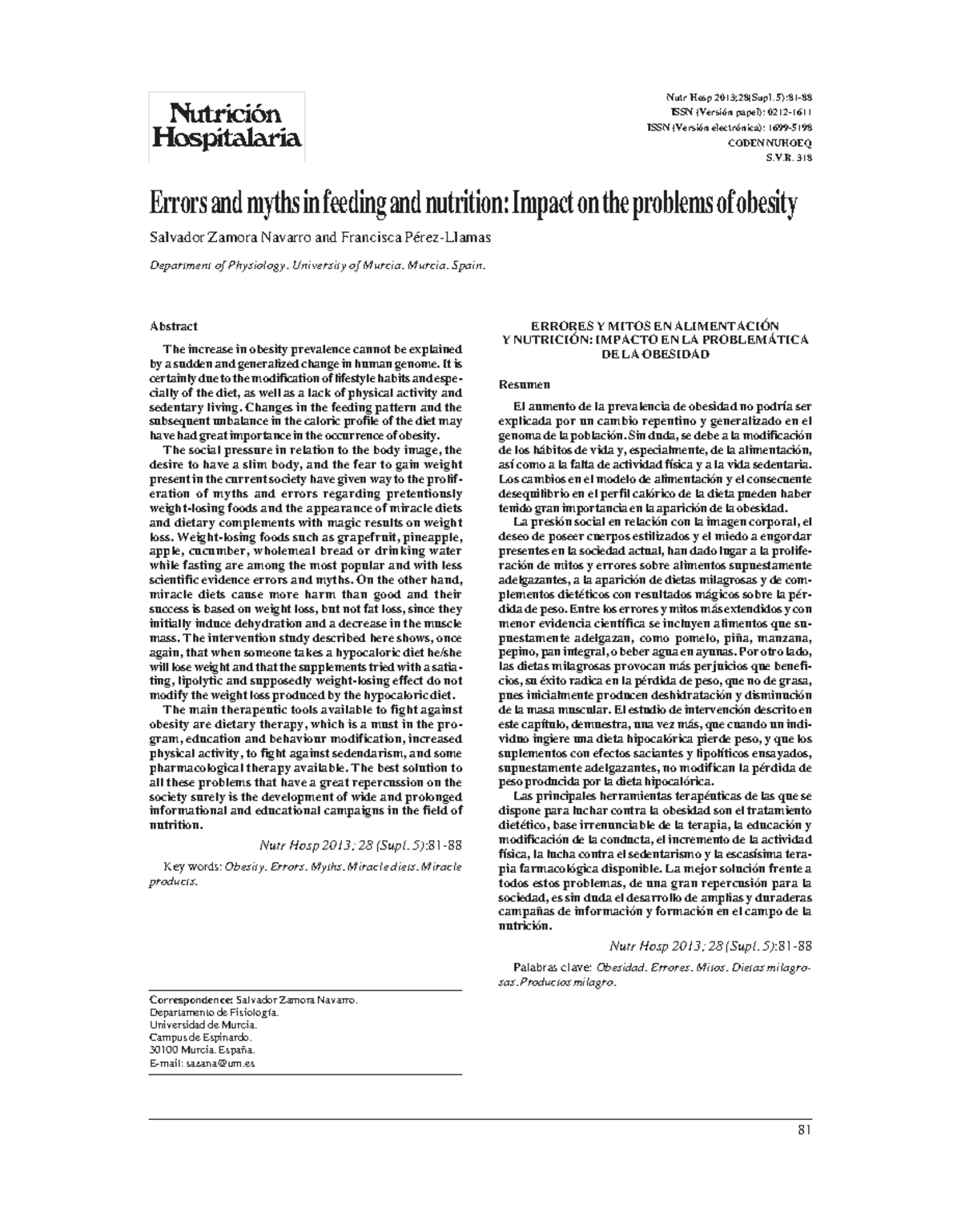 Errors and Myths in Nutrition: Impact on Obesity Issues (Nutr Hosp 28 ...