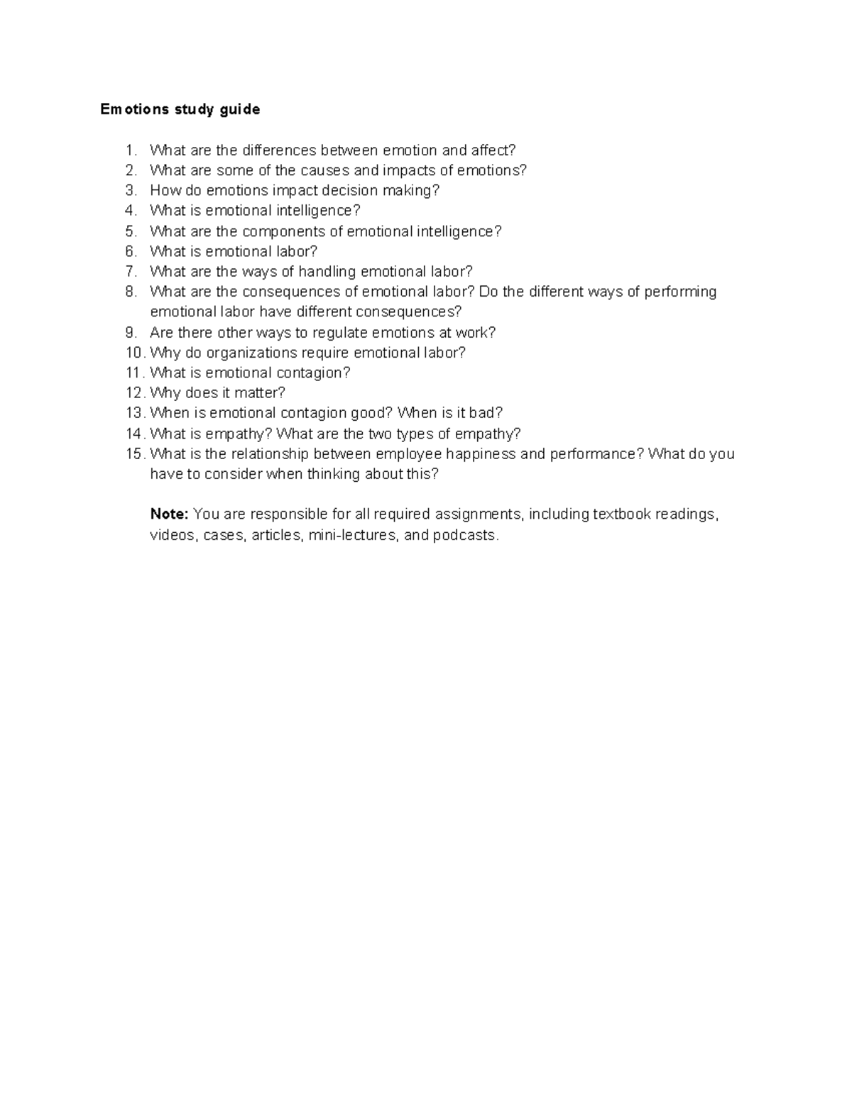 Emotions Study Guide: Key Concepts and Impacts on Decision Making - Studocu