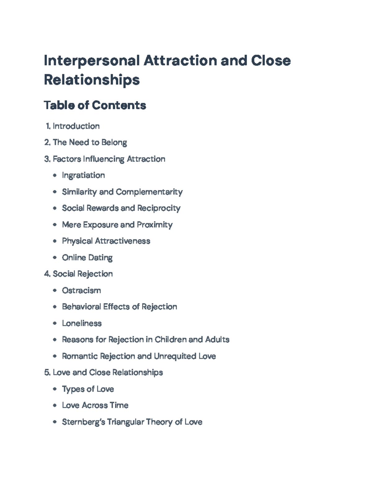 Interpersonal Attraction & Close Relationships: Key Concepts (PSY 101 ...