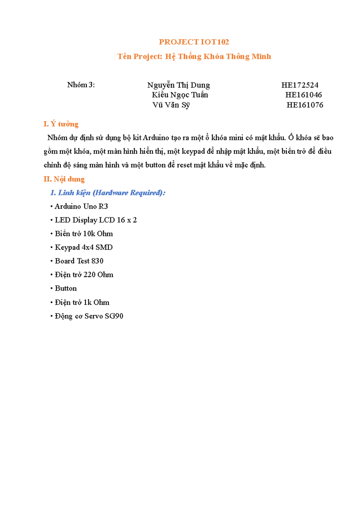 NHÓM-3-IOT102 - Hệ Thống Khóa Thông Minh Dựa Trên Arduino - Studocu