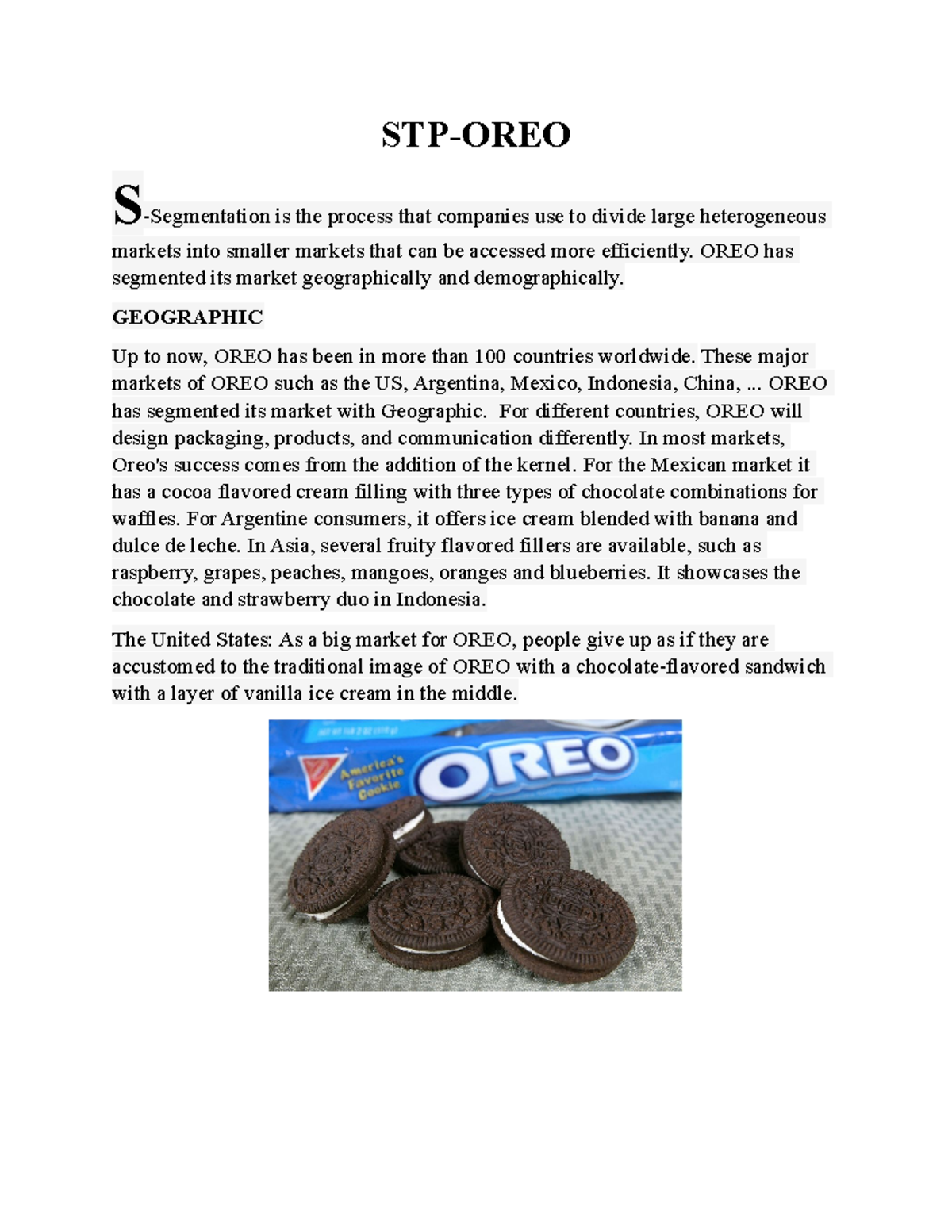 chiến lược STP của bánh quy Oreo cho đề tài - STP-OREO S -Segmentation ...