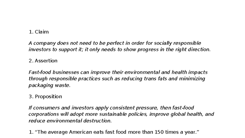 Homework for 12: Social Responsibility and Fast Food Consumption ...