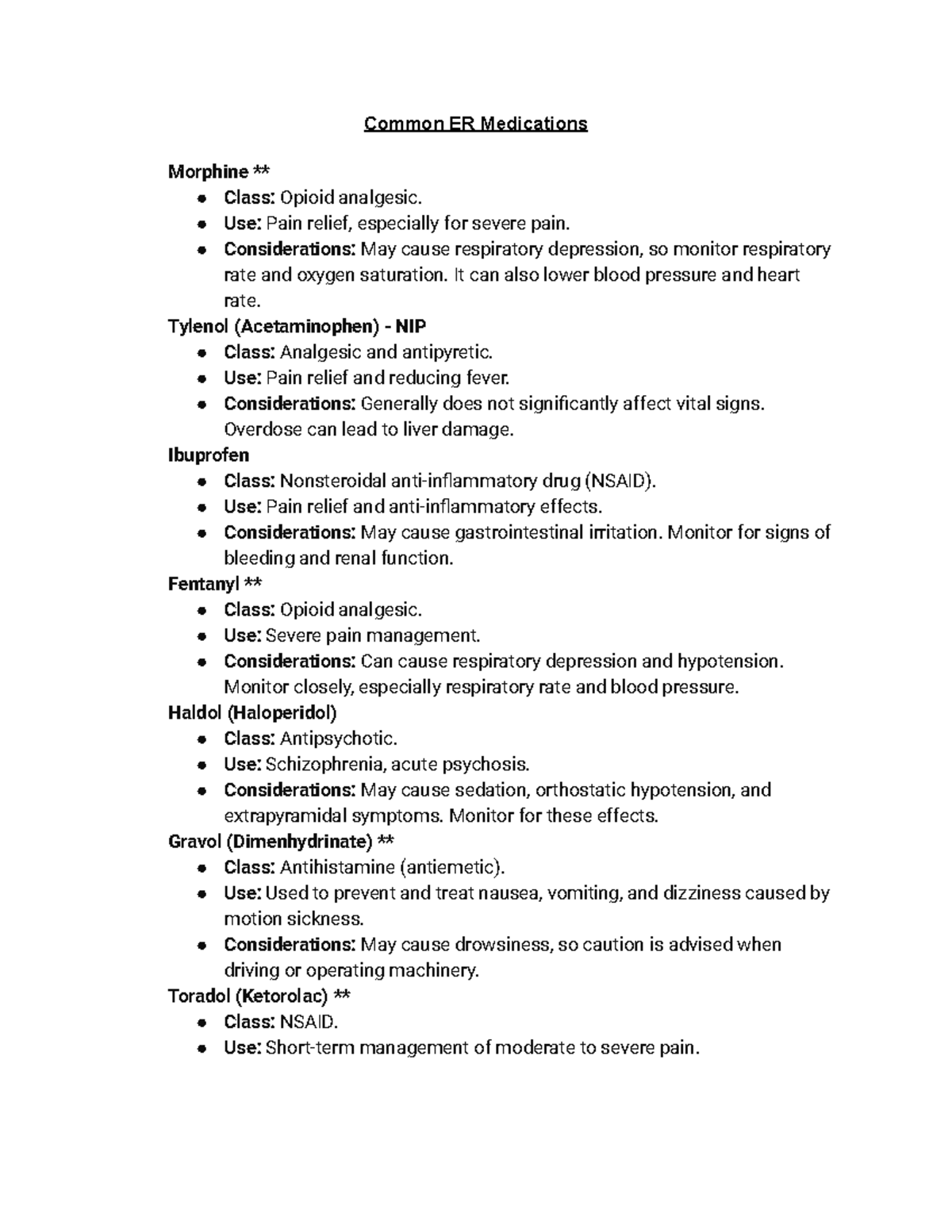 Ed 101 Final Exam Notes Commonly Used Emergency Medications Studocu