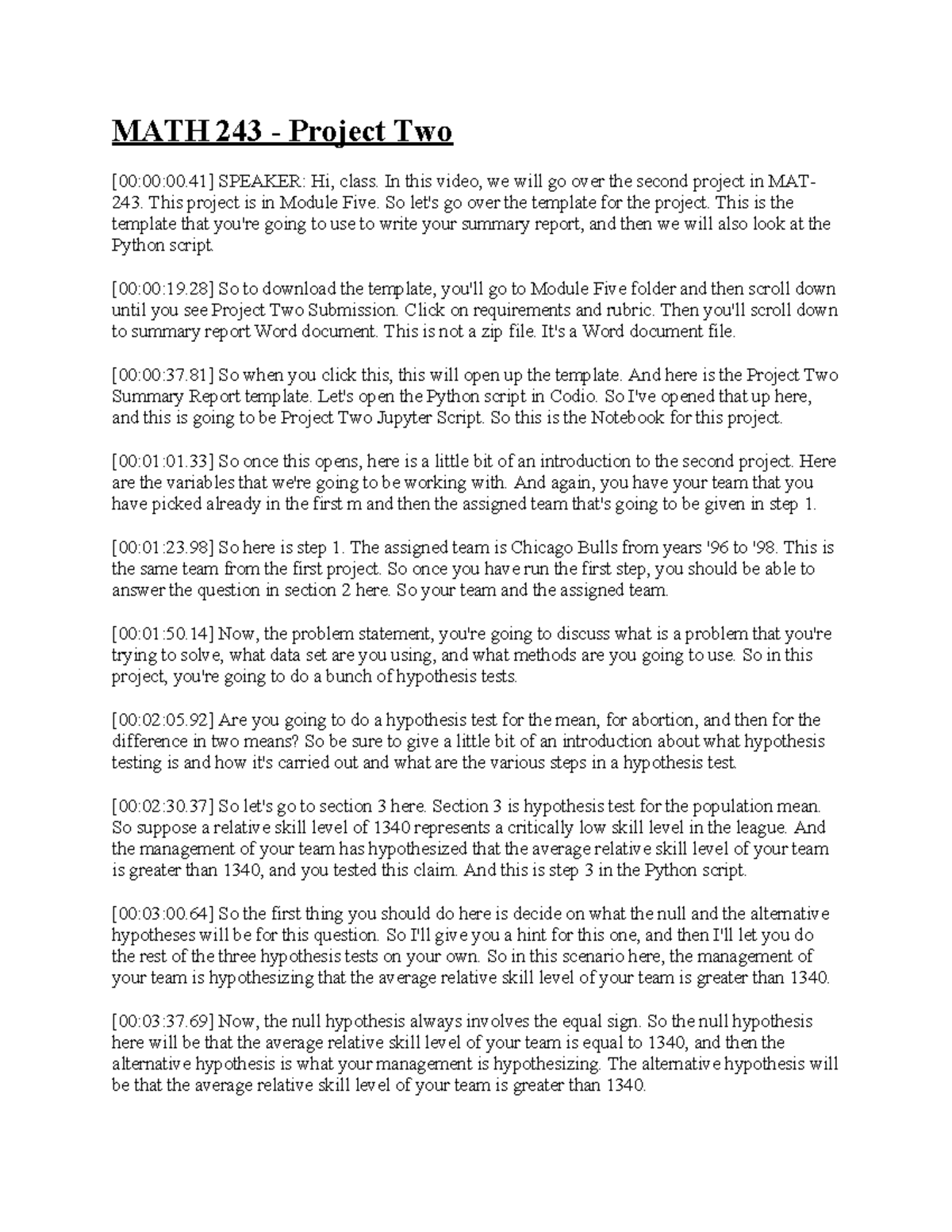 MAT 243 Project Two: Summary Report & Python Script Guide - Studocu