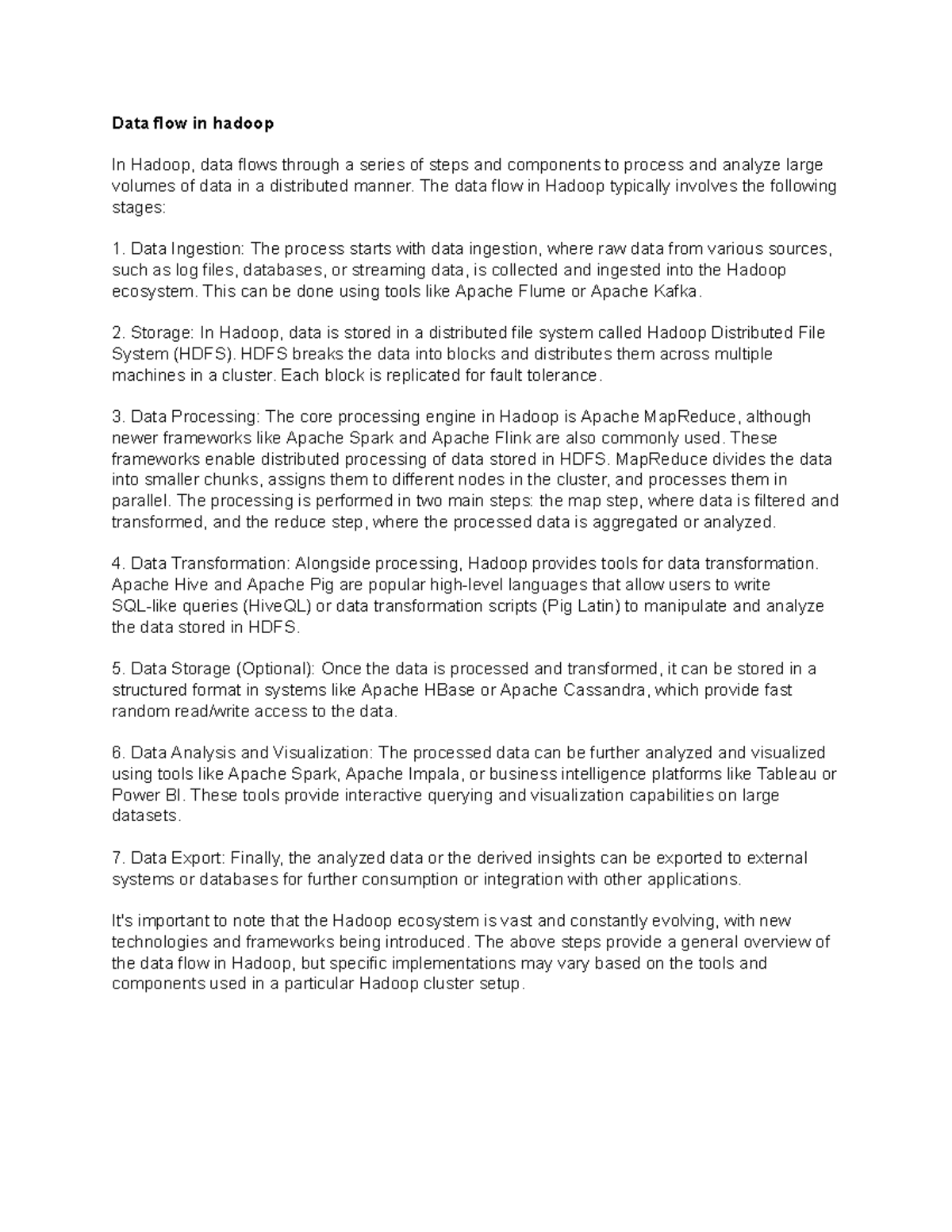 Hadoop Data Flow Overview: Key Steps & Components Explained - Studocu