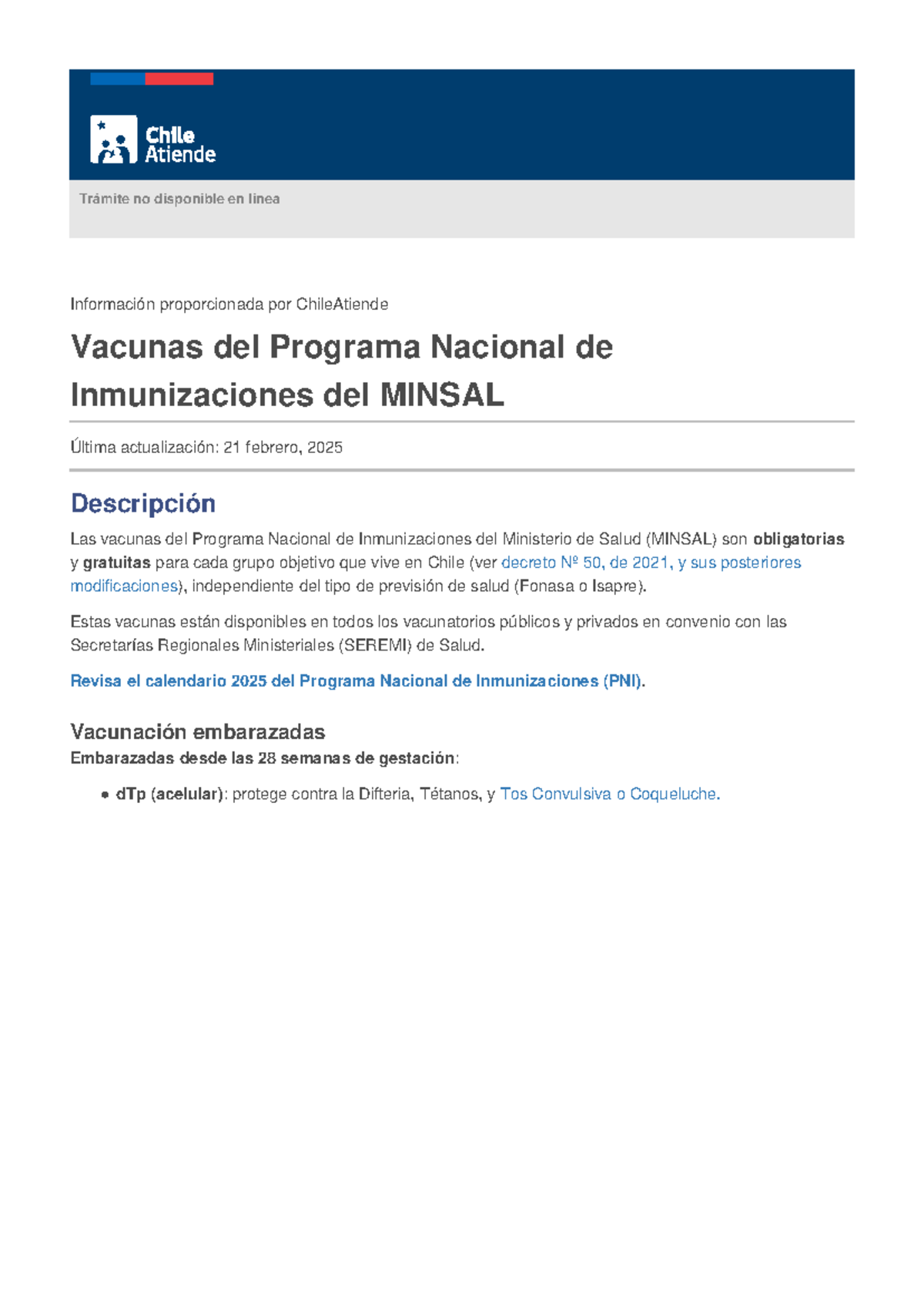 Vacunas del Programa Nacional de Inmunizaciones del MINSAL 2025 - Studocu