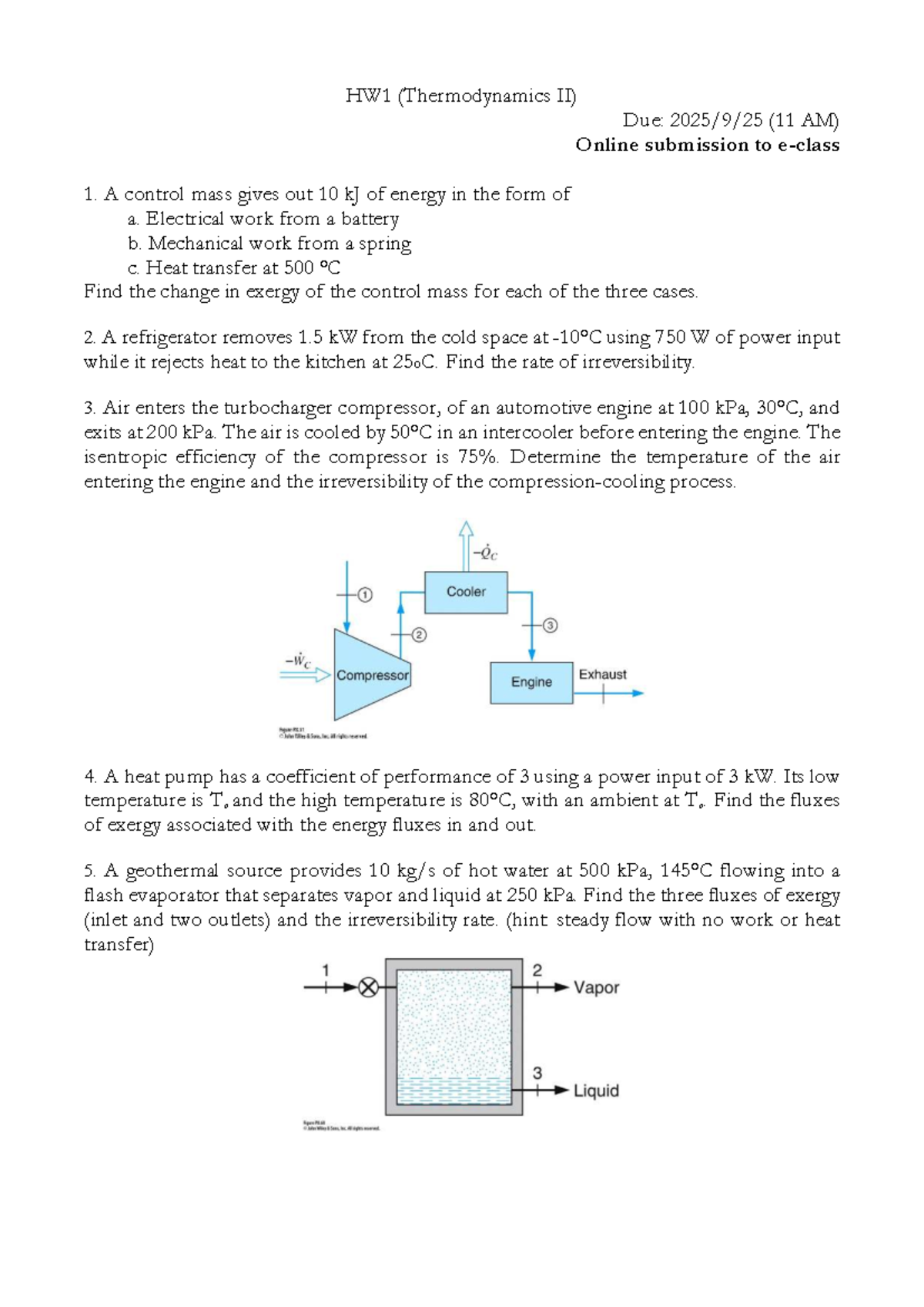 HW1 (Thermodynamics II) - Exergy Calculations and Analysis - Studocu