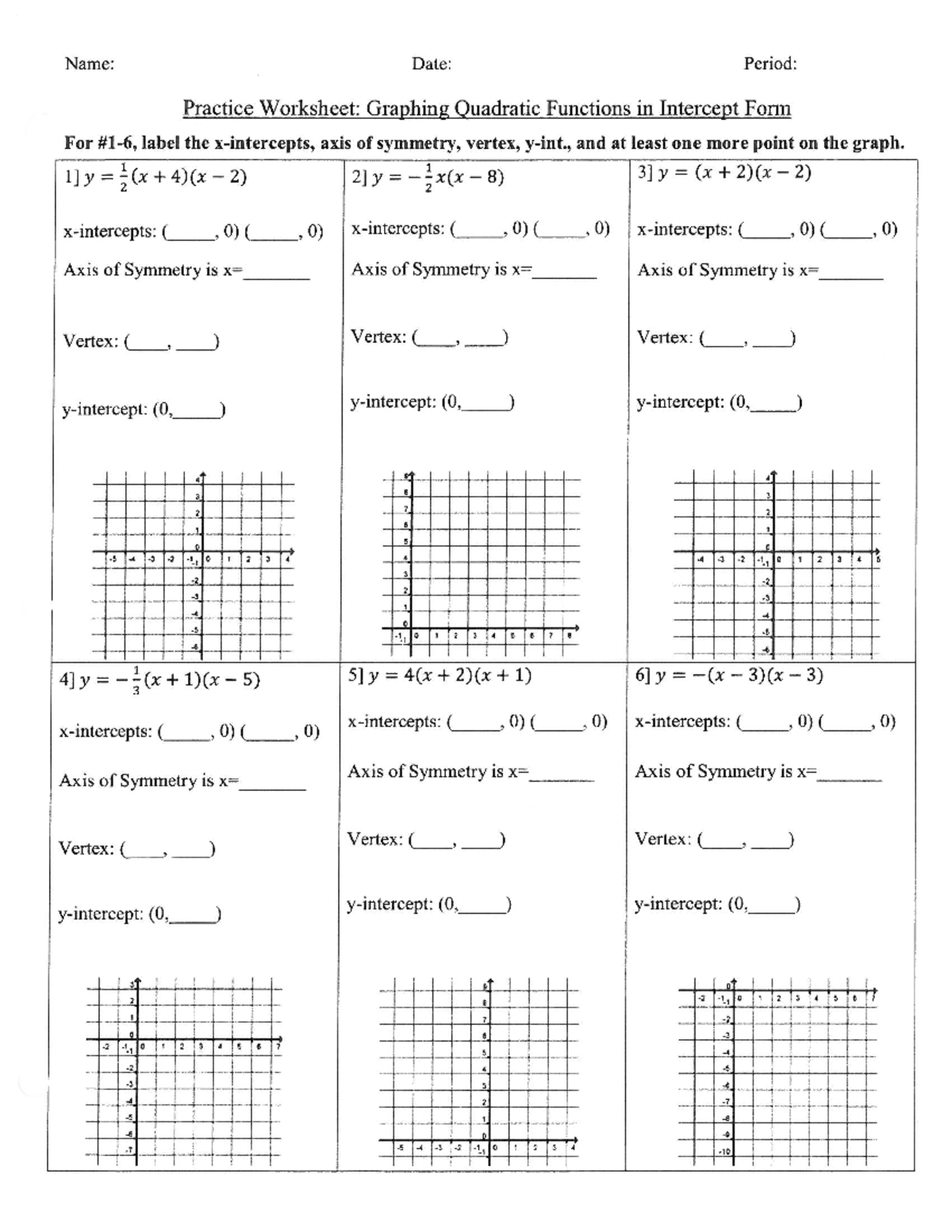 Practice Worksheet: Graphing Quadratic Functions (MATH 3.2) - Studocu