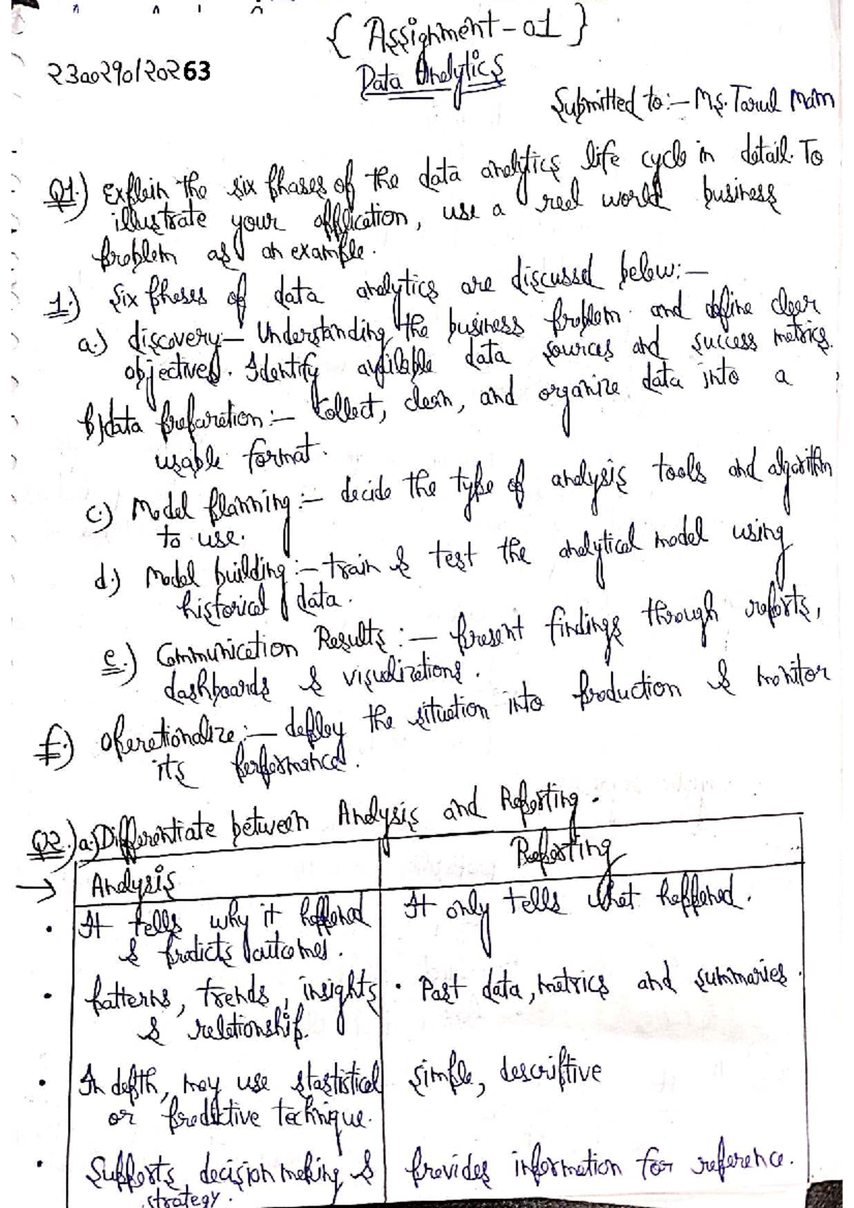 Data Analytics Assignment 01: Exploring the Data Analytics Life Cycle ...