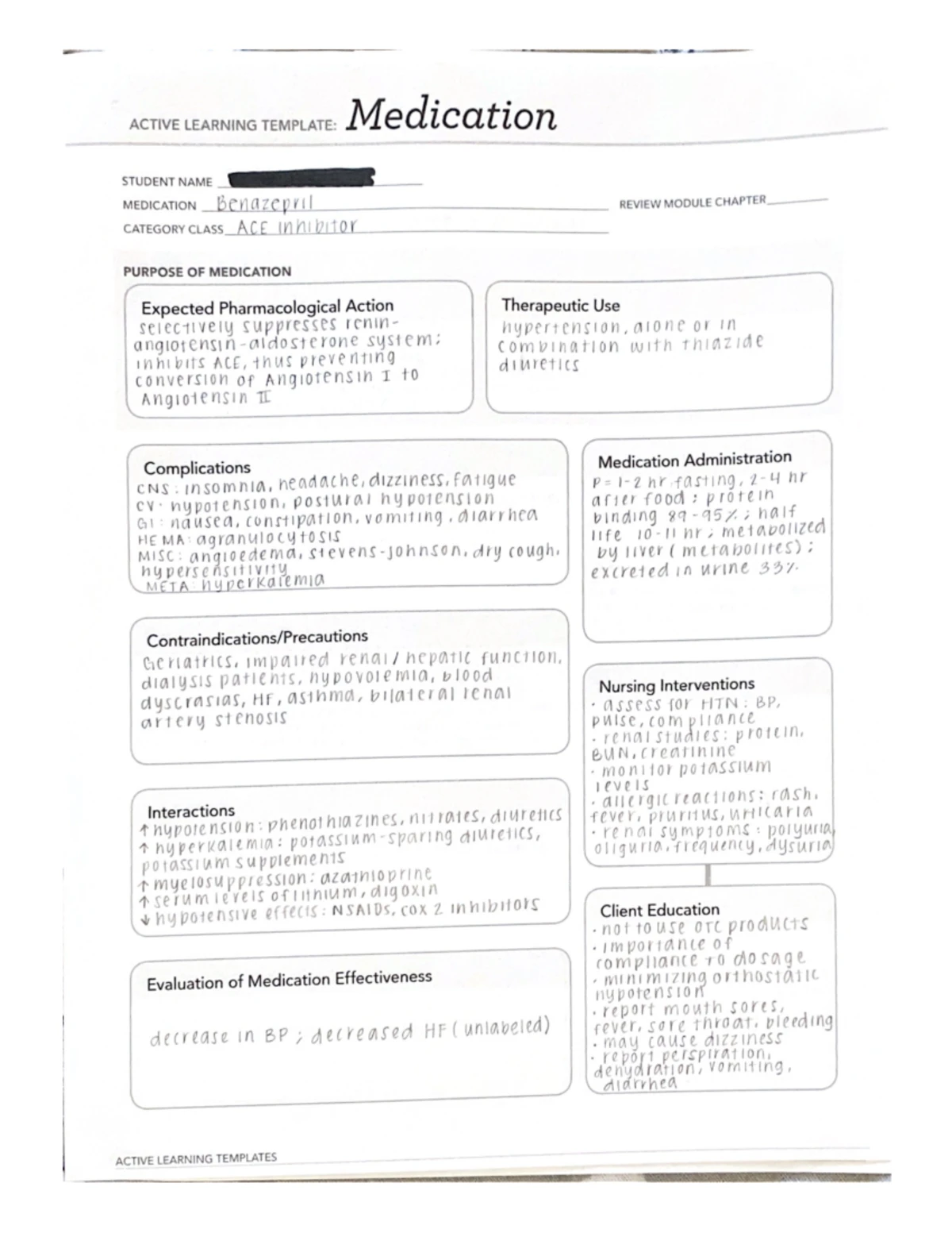 ATI Drug Template Alprazolam - ACTIVE LEARNING TEMPLATE: Medication ...