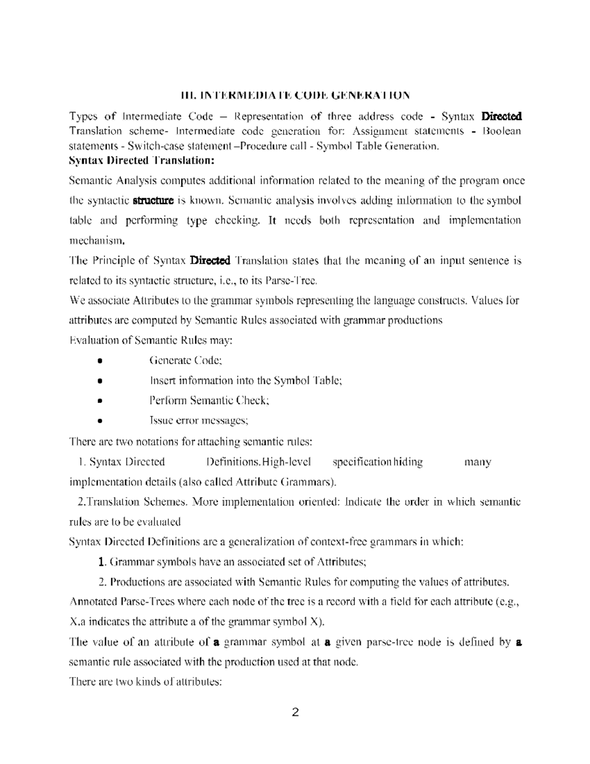 UNIT-III - notes - INTERMIEDIATE CODE GENERALION Types of Intermediate ...