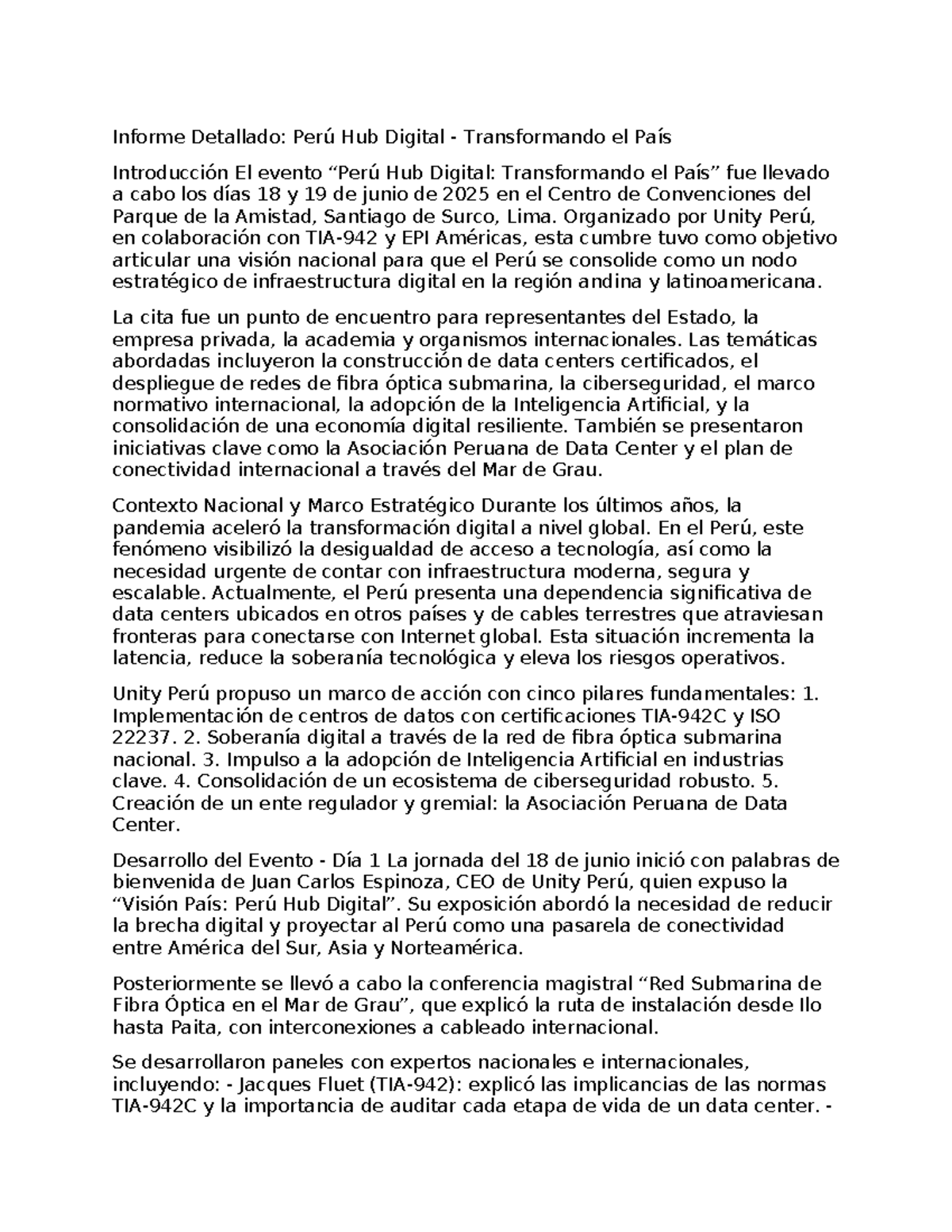 Informe Detallado: Perú Hub Digital 2025 - Transformación y ...