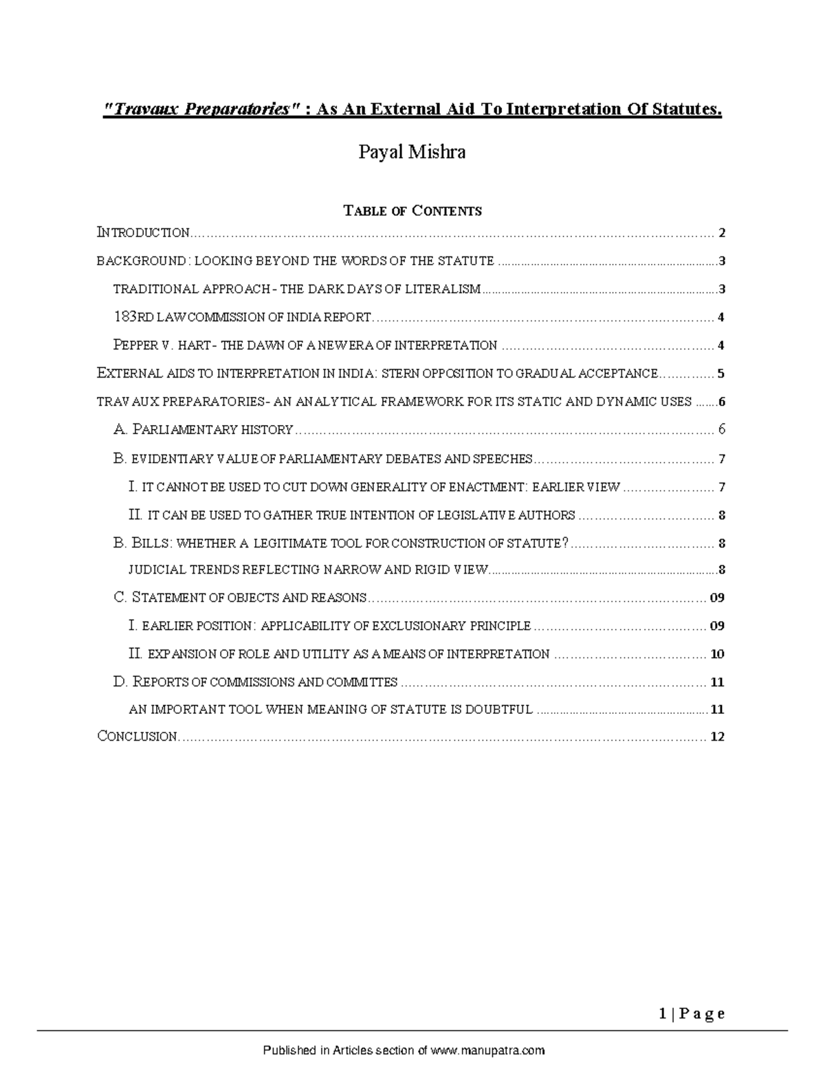External Aids to Statutory Interpretation: A Comprehensive Study - Studocu