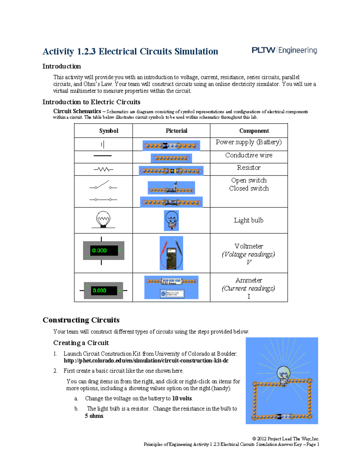 Electrical Circuits Simulation Activity - 1.2.3 SIM Analysis - Studocu