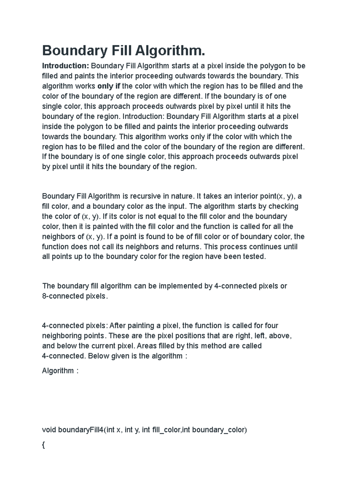 Boundary Fill Algorithm - Introduction: Boundary Fill Algorithm starts ...