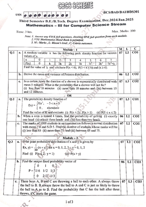 BCS301 Model Question Paper 1 with Solutions - Model Question Paper-I ...