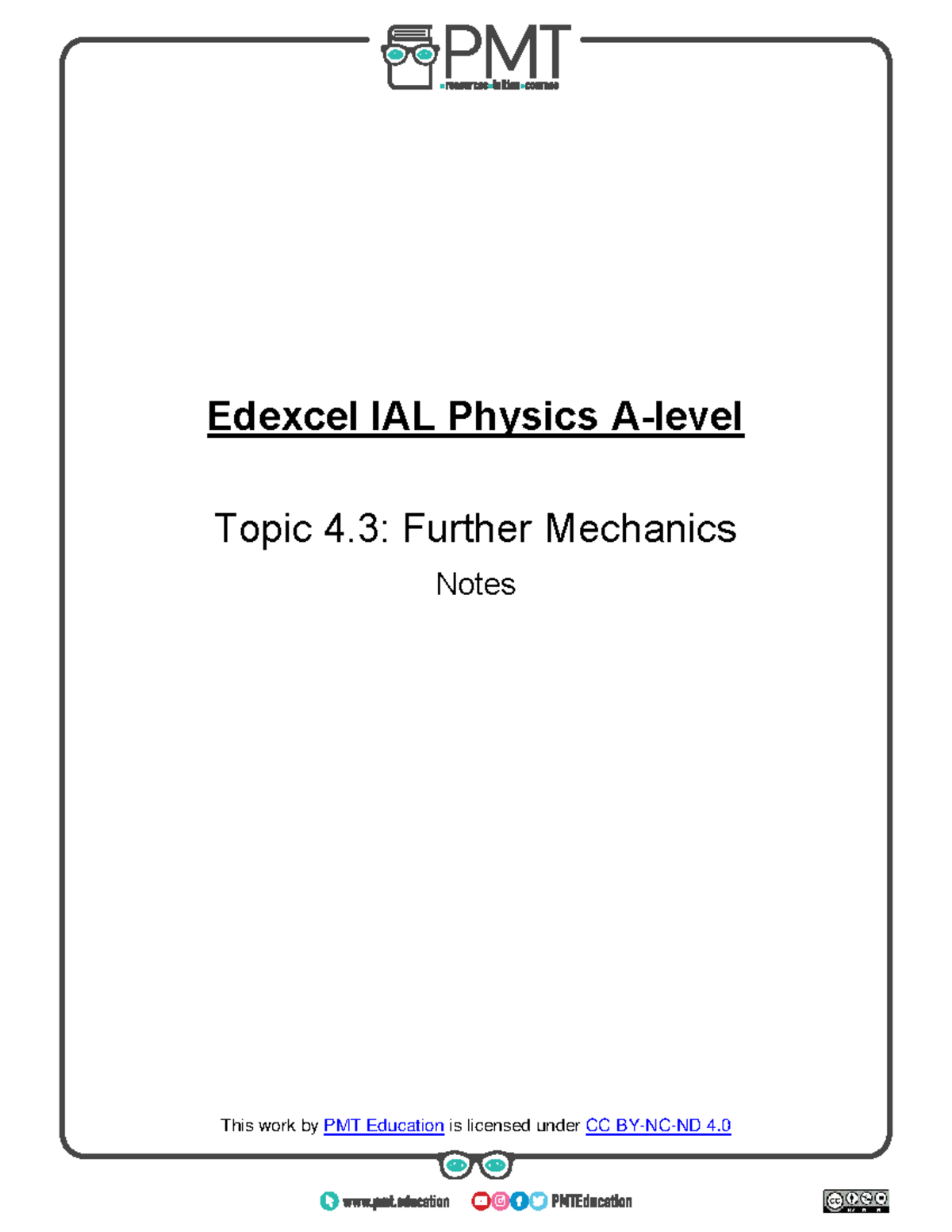 Edexcel IAL Physics 4.3: Further Mechanics Study Notes - Studocu