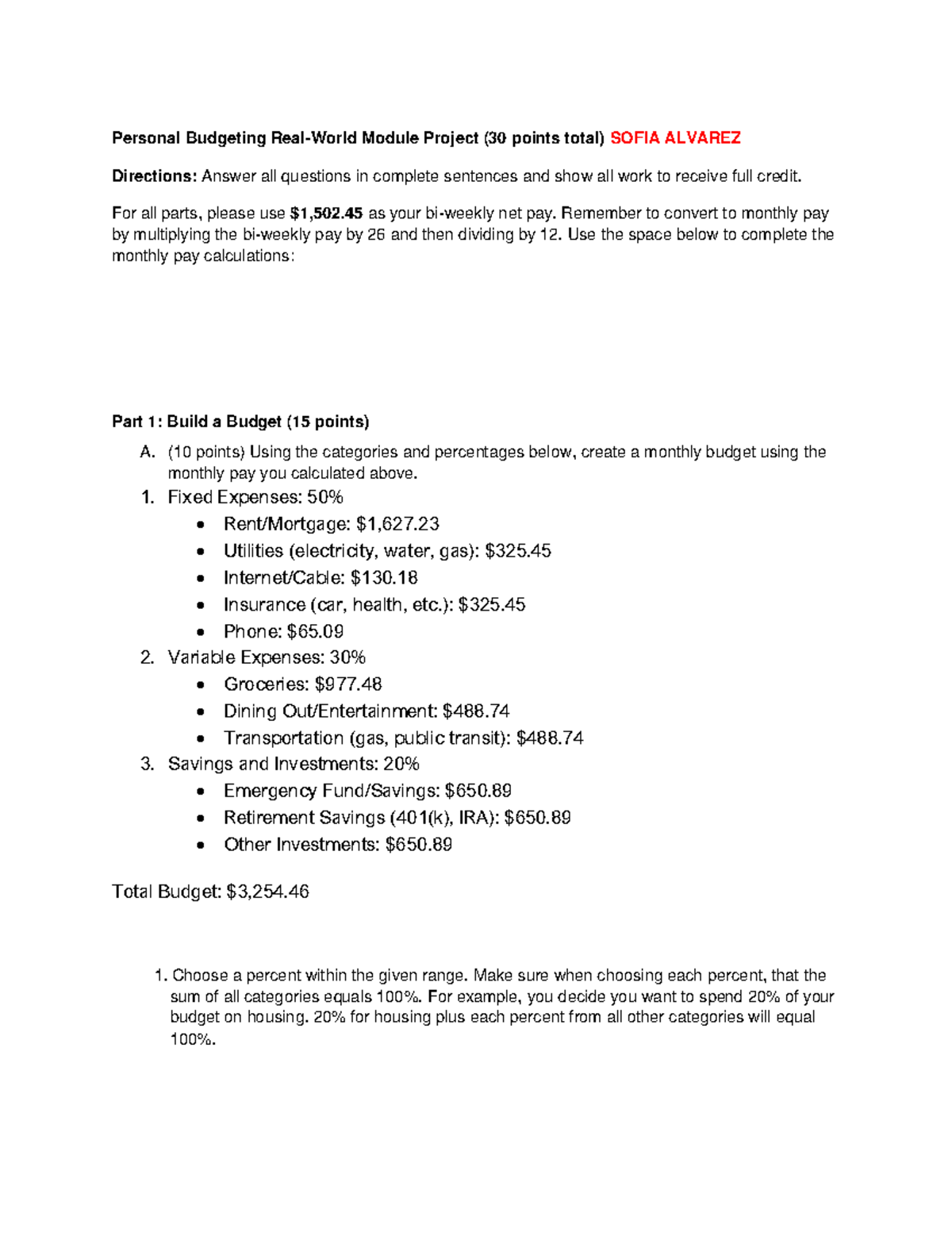 3.03 Personal Budgeting Project - Real-World Application - Studocu