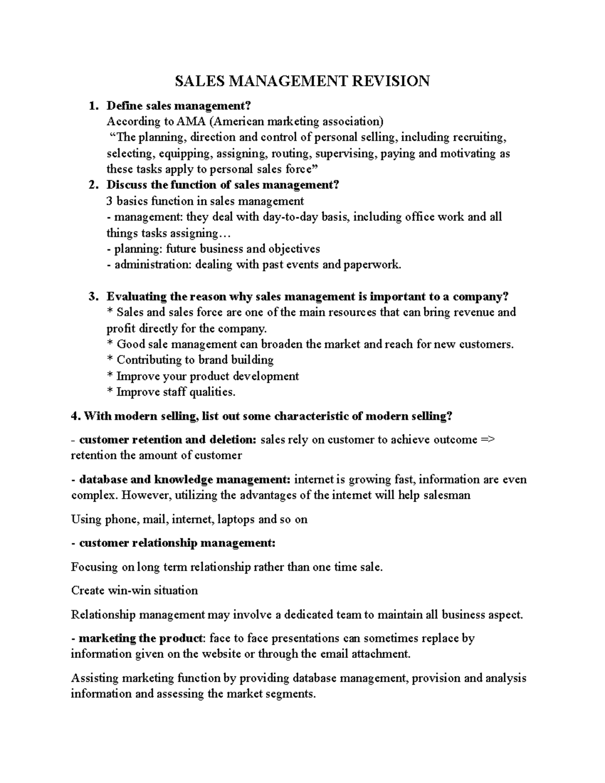 Sales Management Revision: Functions, Importance, and Modern Practices ...