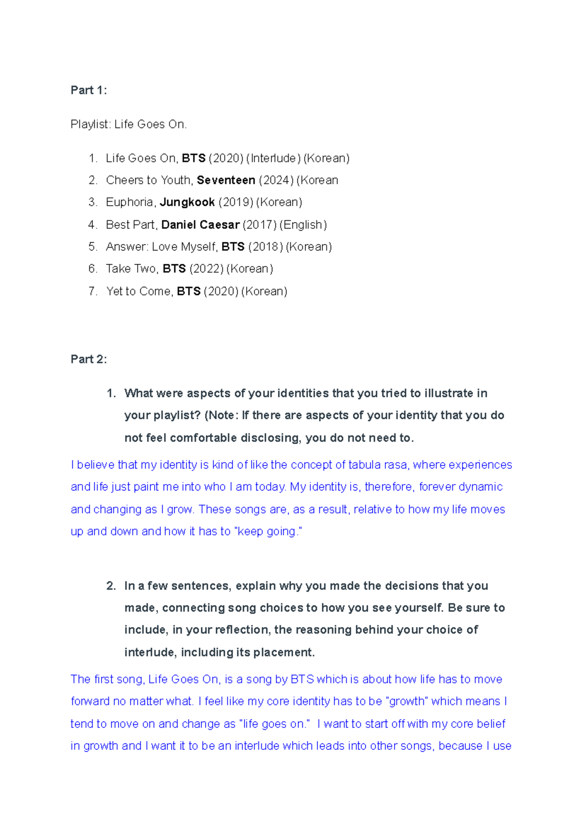 Activity 3: Exploring Identity Through Music Playlist Reflection - Studocu